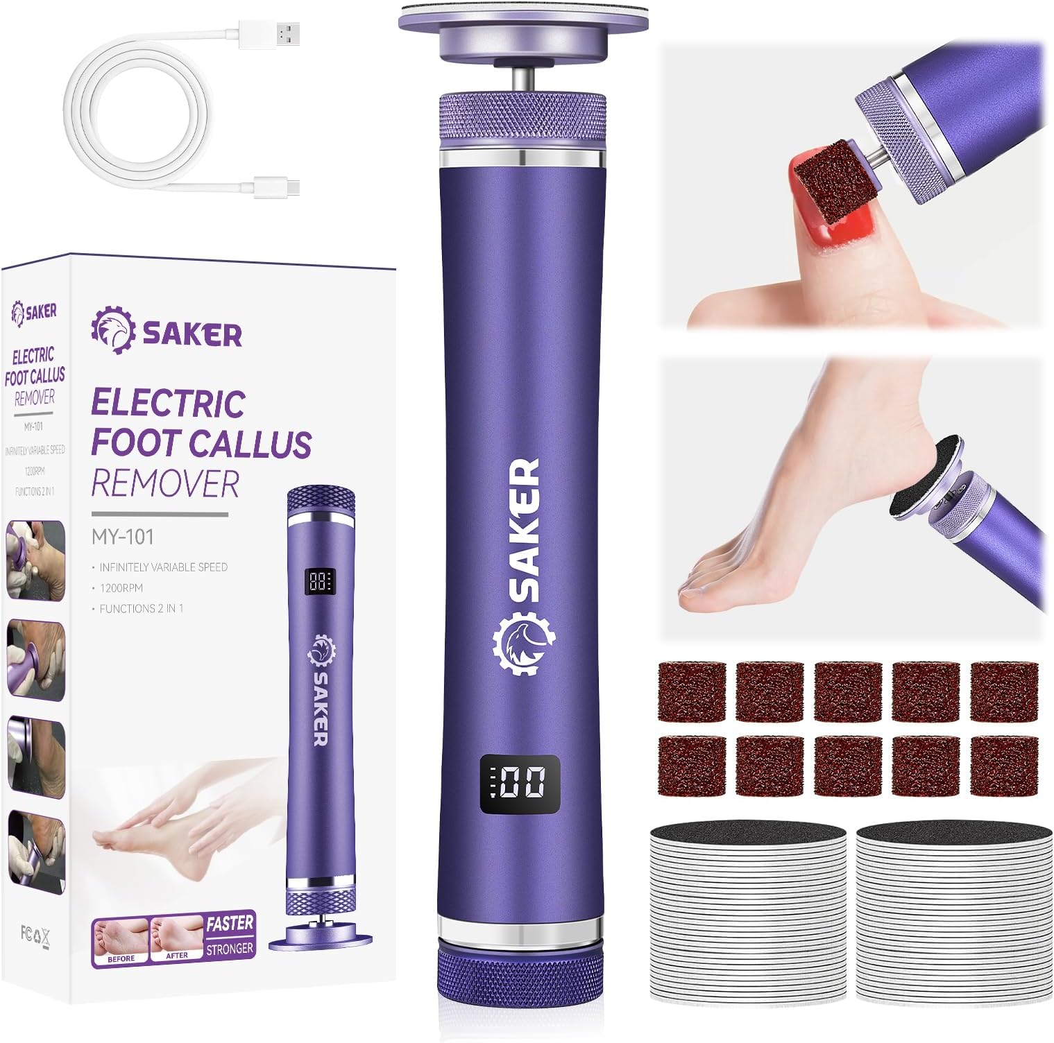 Amazon.com : Dermave™ Electric Foot Callus Remover, Smooth Pedicure ...