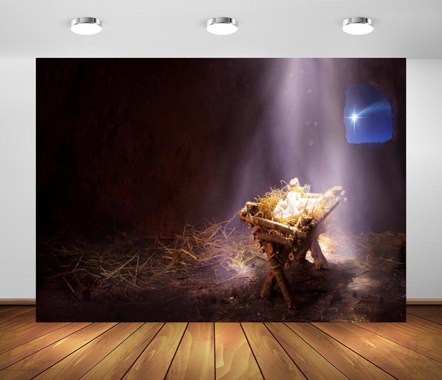 Amazon.com : BELECO 10x8ft Fabric Nativity Scene Backdrop Birth of ...