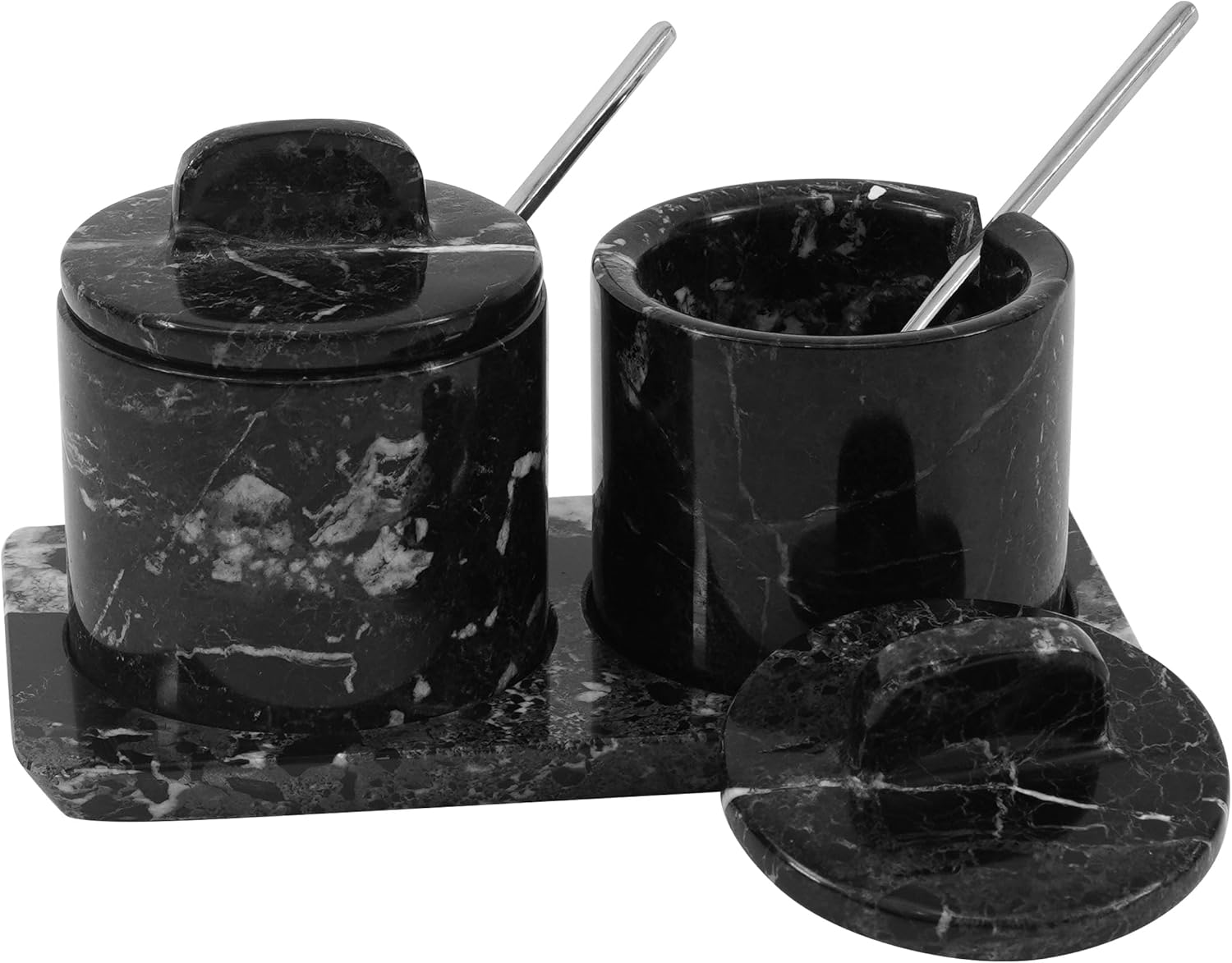 Amazon.com: SPESHSTONES Marble Salt Cellar with Lid and Tray 3'' Inches ...