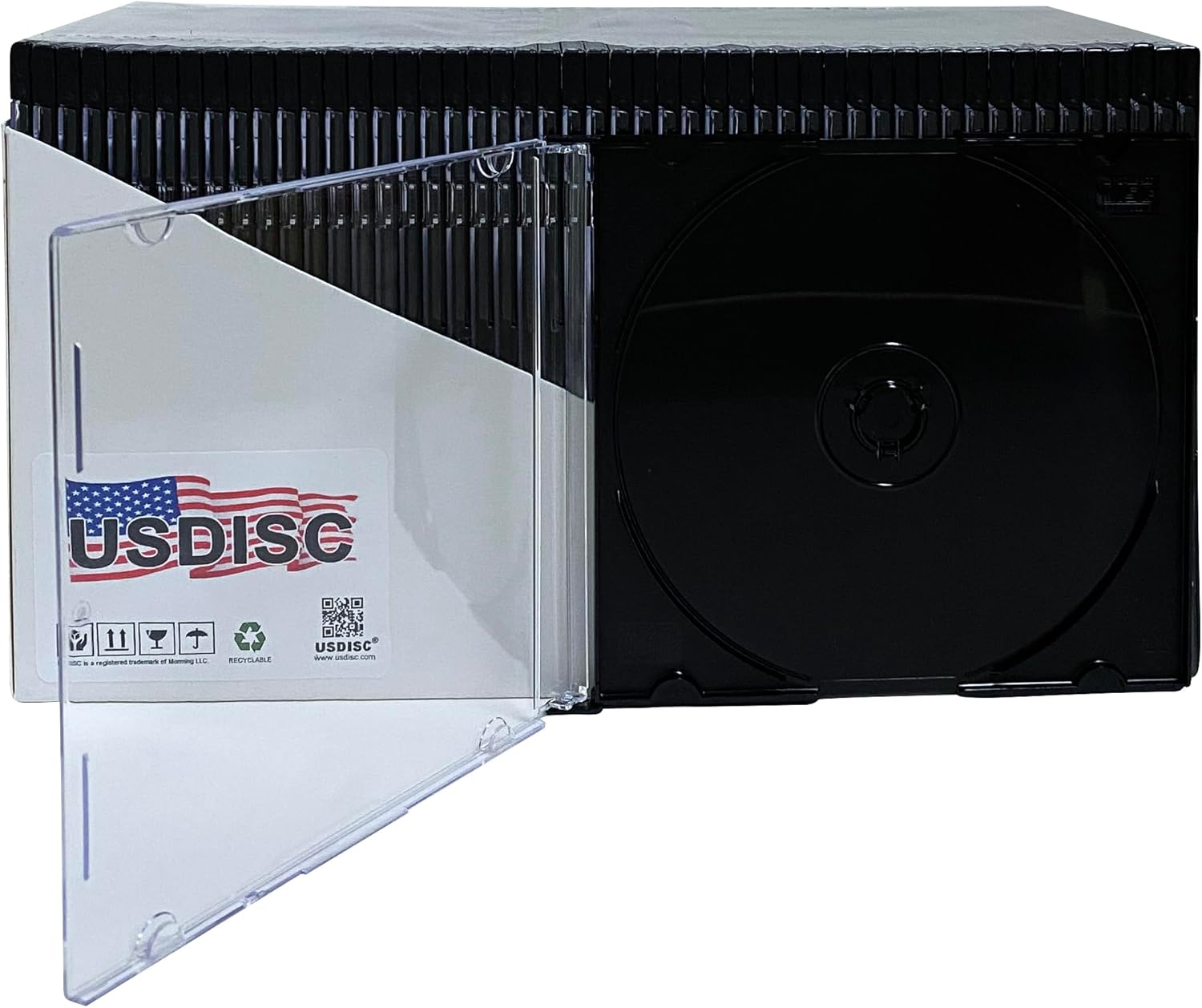 Amazon.com: USDISC CD Jewel Cases Slimline 5.2mm, Single 1 Disc, Black ...