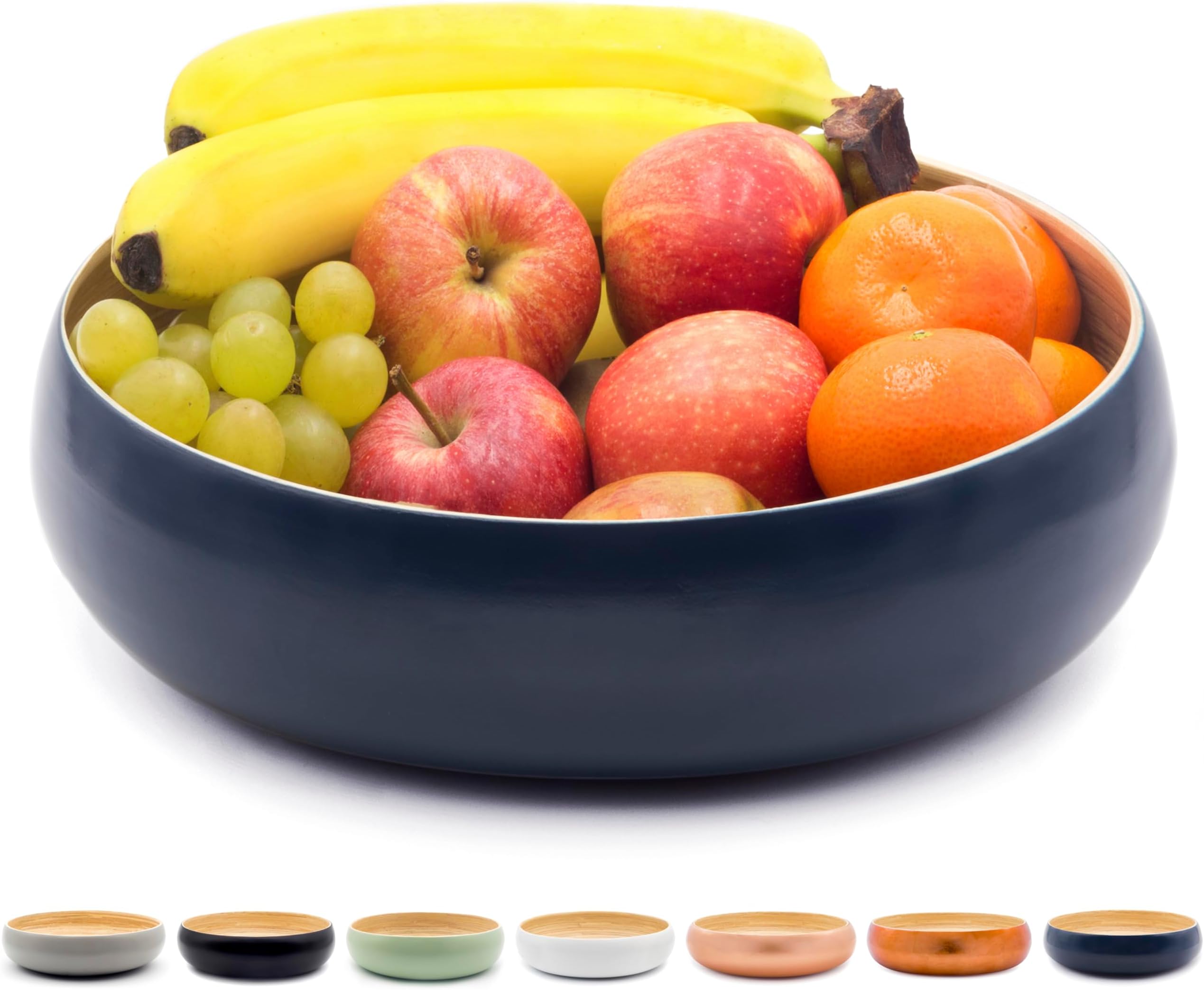 Amazon.com: Dehaus® Large Stylish Bamboo Fruit Bowl - Navy Blue, 12 ...