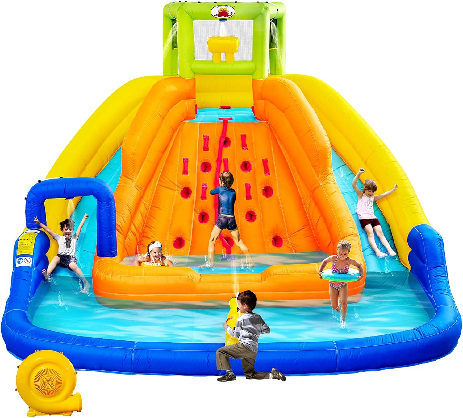 Amazon.com: WELLFUNTIME Inflatable Water Slide, Bounce House with Water ...