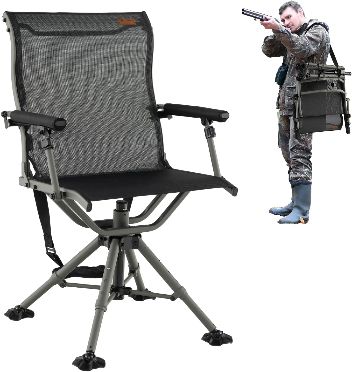 Amazon.com: COSTWAY Folding Hunting Chair, 360° Silent Swivel Hunting ...