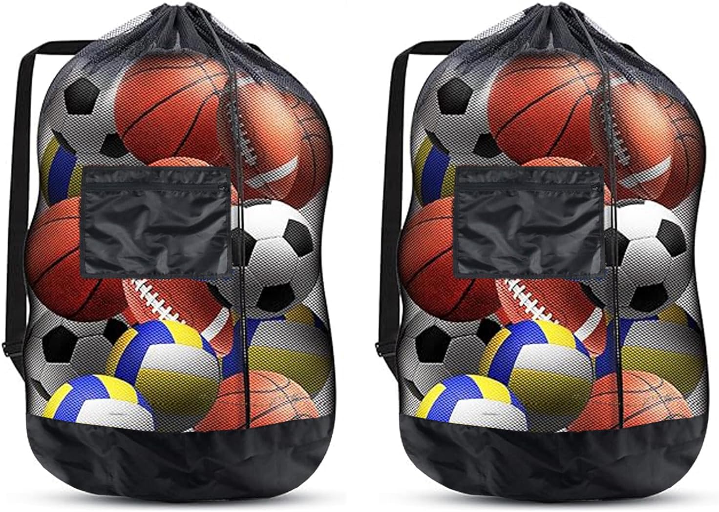 2pcs Football Bag for Balls,Extra Large Drawstring Mesh Bag for Balls ...
