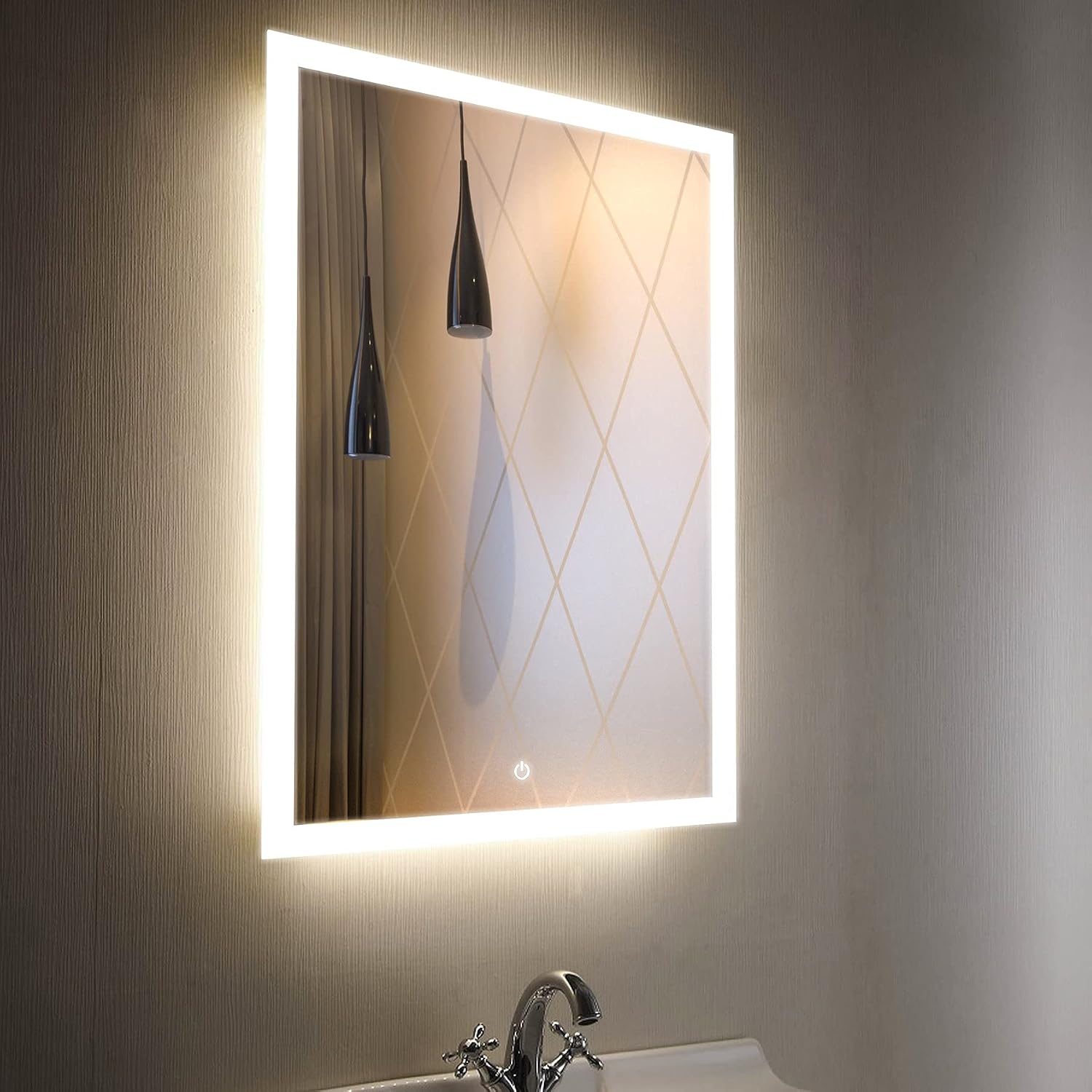 Buy SmileSellers Led Mirror 3D Glass with White Light + Warm Light ...