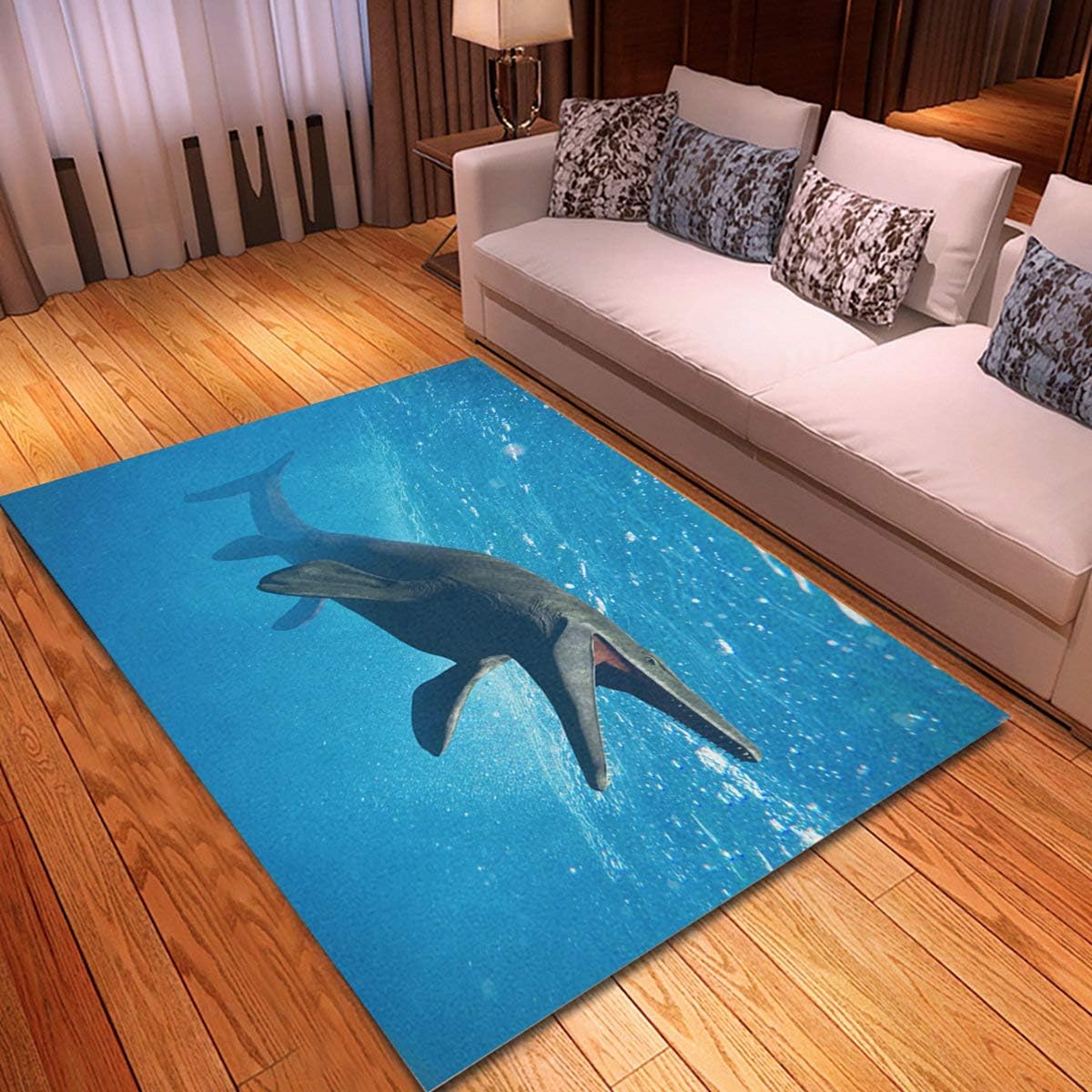 Amazon.com: rouihot Non-Slip Area Rug 2'7"x 6' Mosasaurus Huge Ocean ...