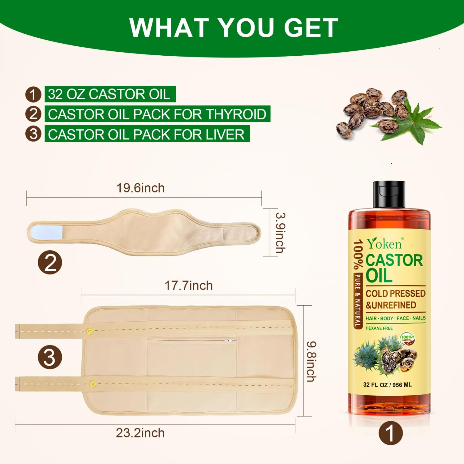 Snapklik.com : Yoken Organic Castor Oil Cold Pressed (32 Fl Oz)
