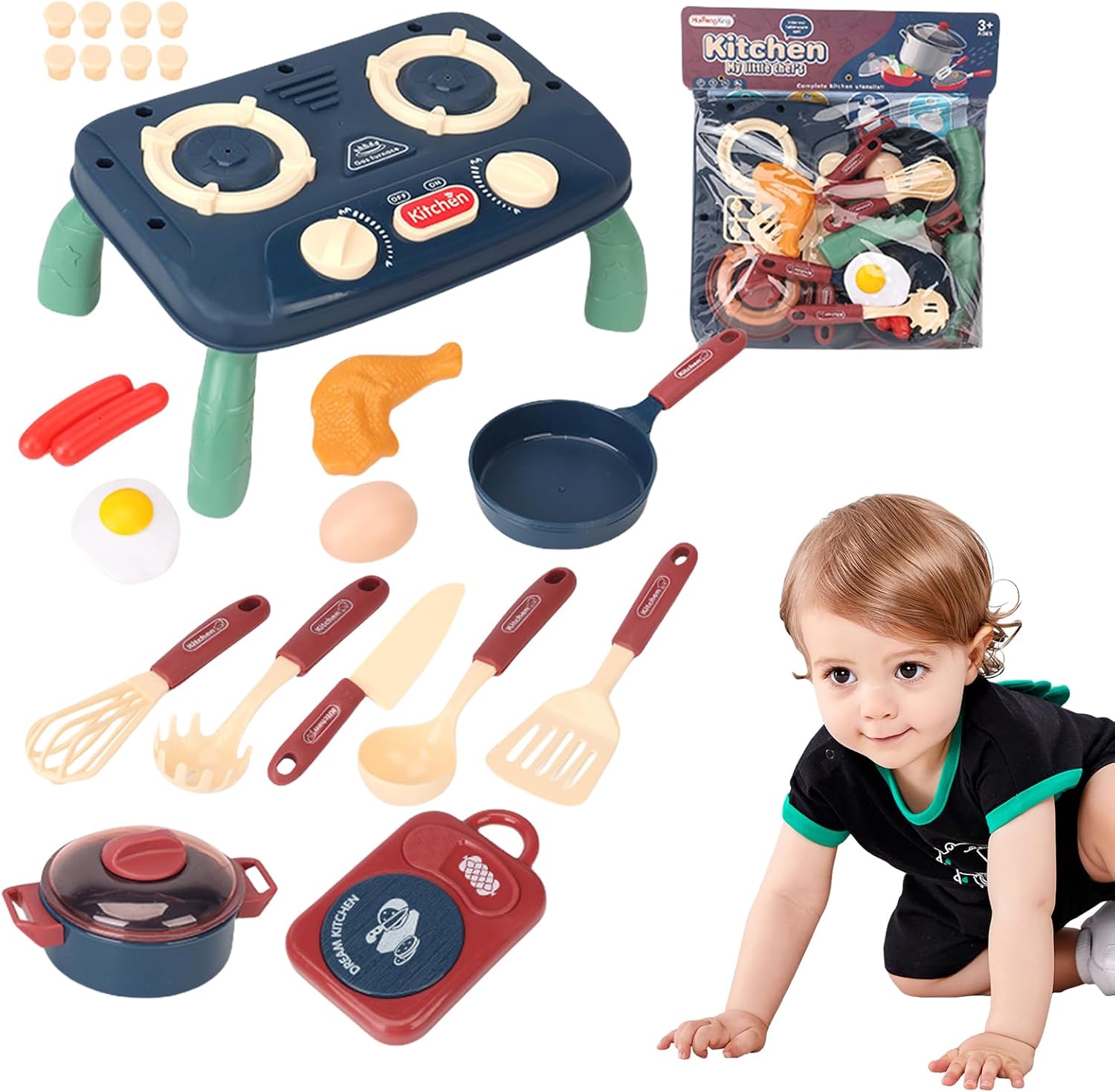 Cookware Toys | Set of 14 Interactive Children Kitchen Pretend Toys ...