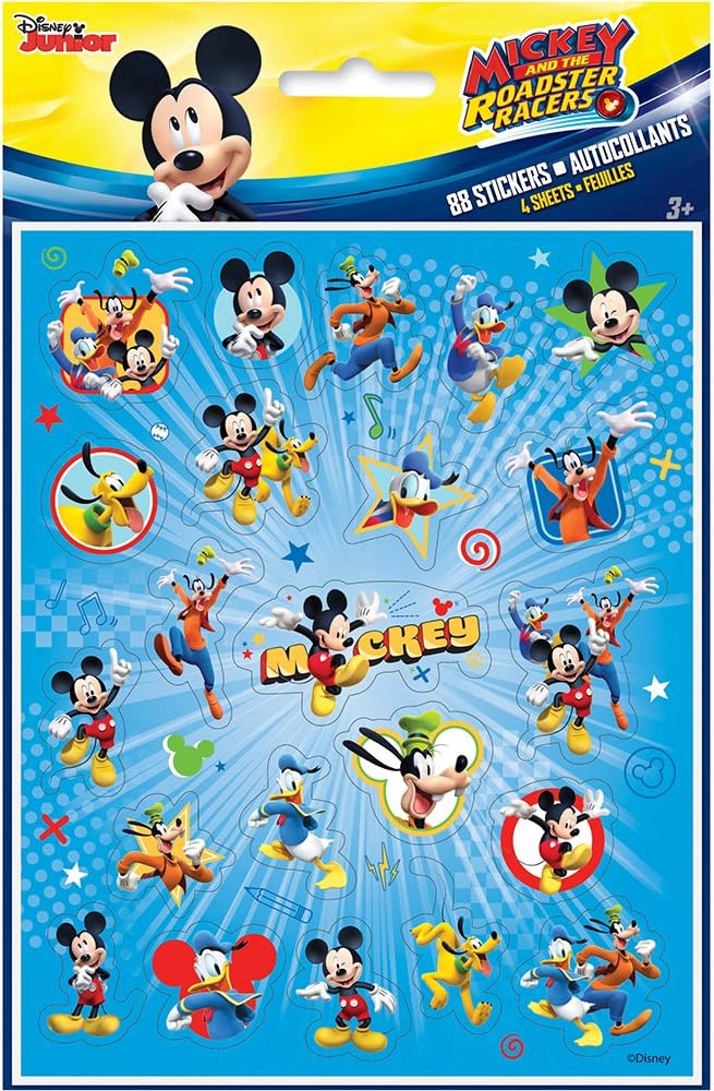 Amazon.com: Mickey Mouse Roadster Sticker Sheets - Assorted Designs, 4 ...