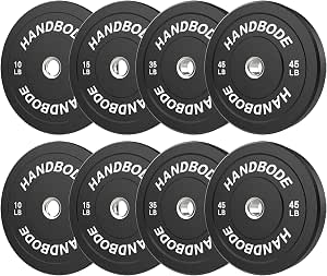 Amazon.com : HANDBODE 210 LB Olympic Bumper Plate Set - Rubber Weight ...