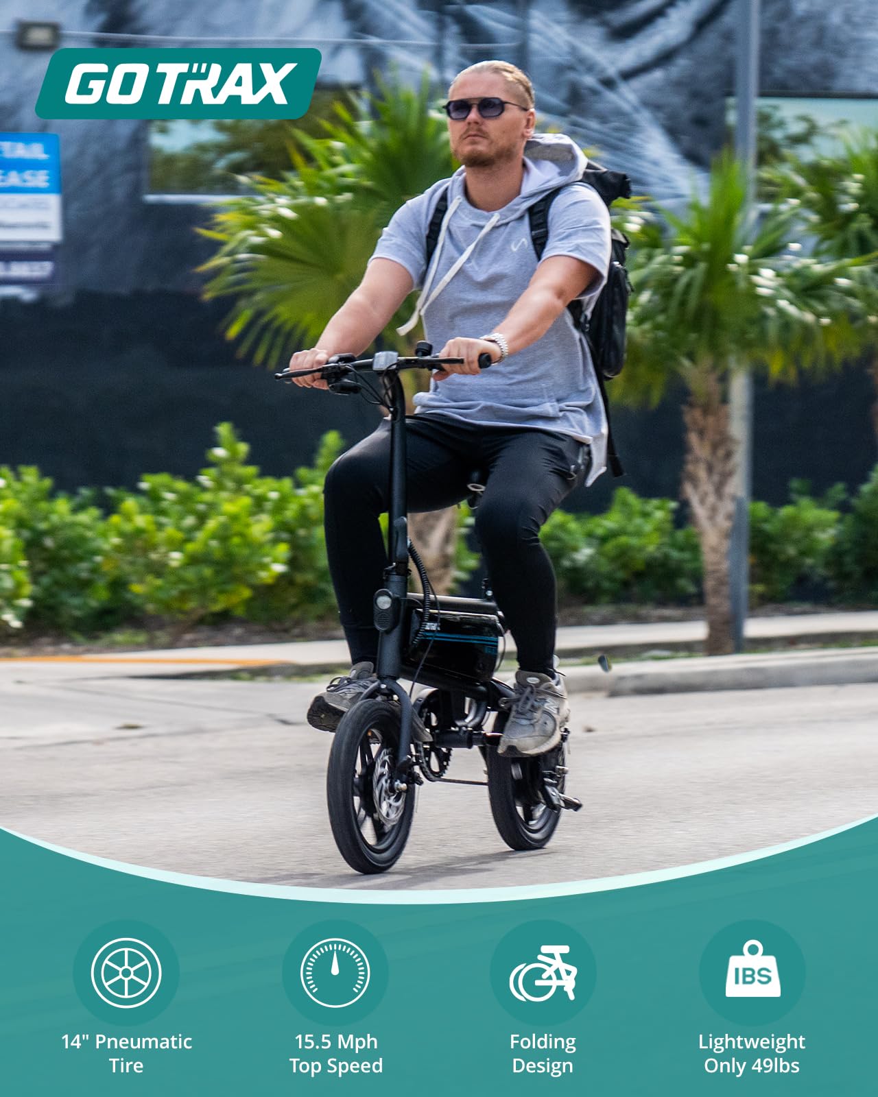 Snapklik.com : Gotrax Nano 14 Folding Electric Bike, Max Range 25Miles