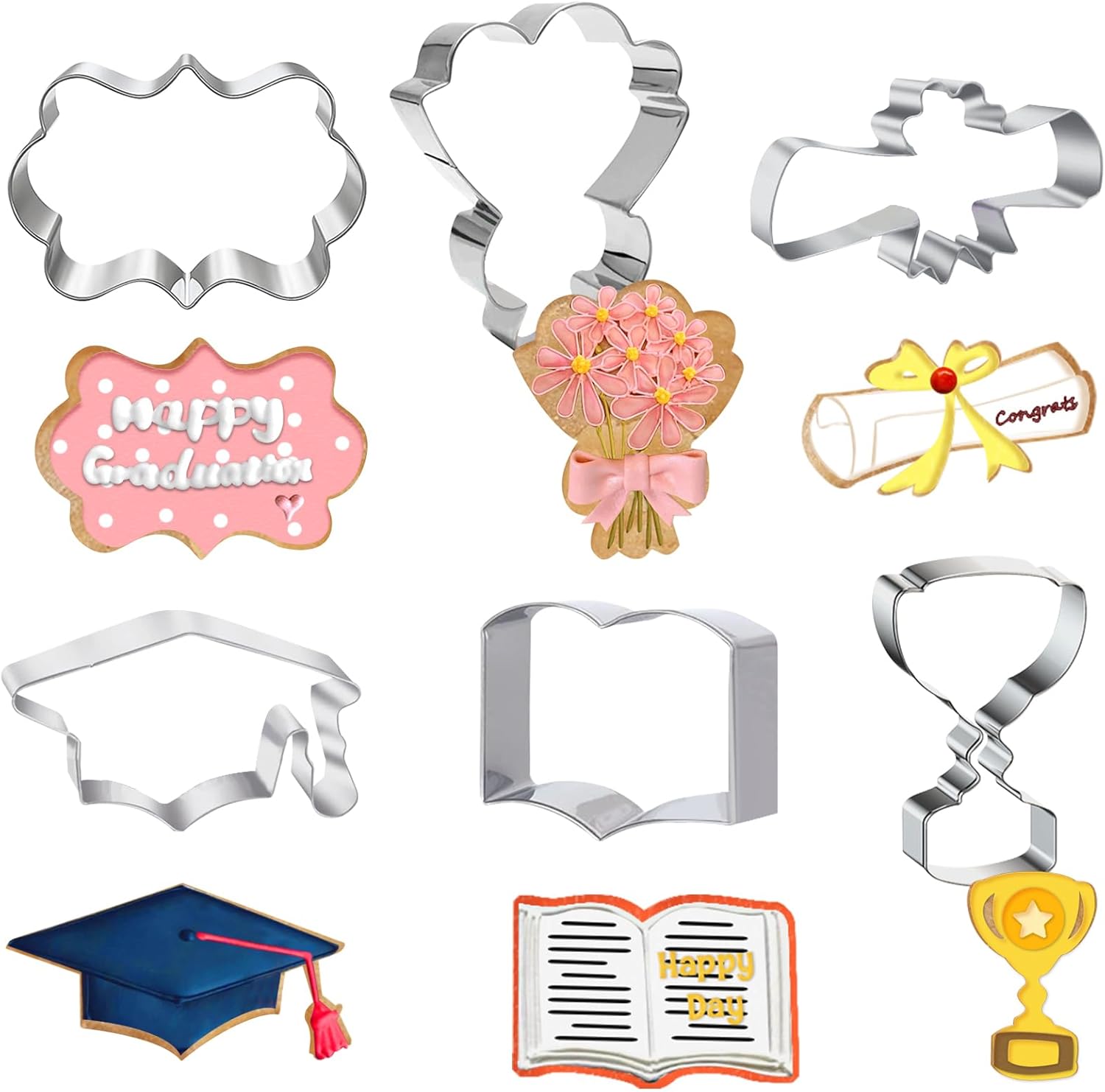 Amazon.com: ALIBBON 6 Pcs Graduation Cookie Cutter Set Graduation Cap ...