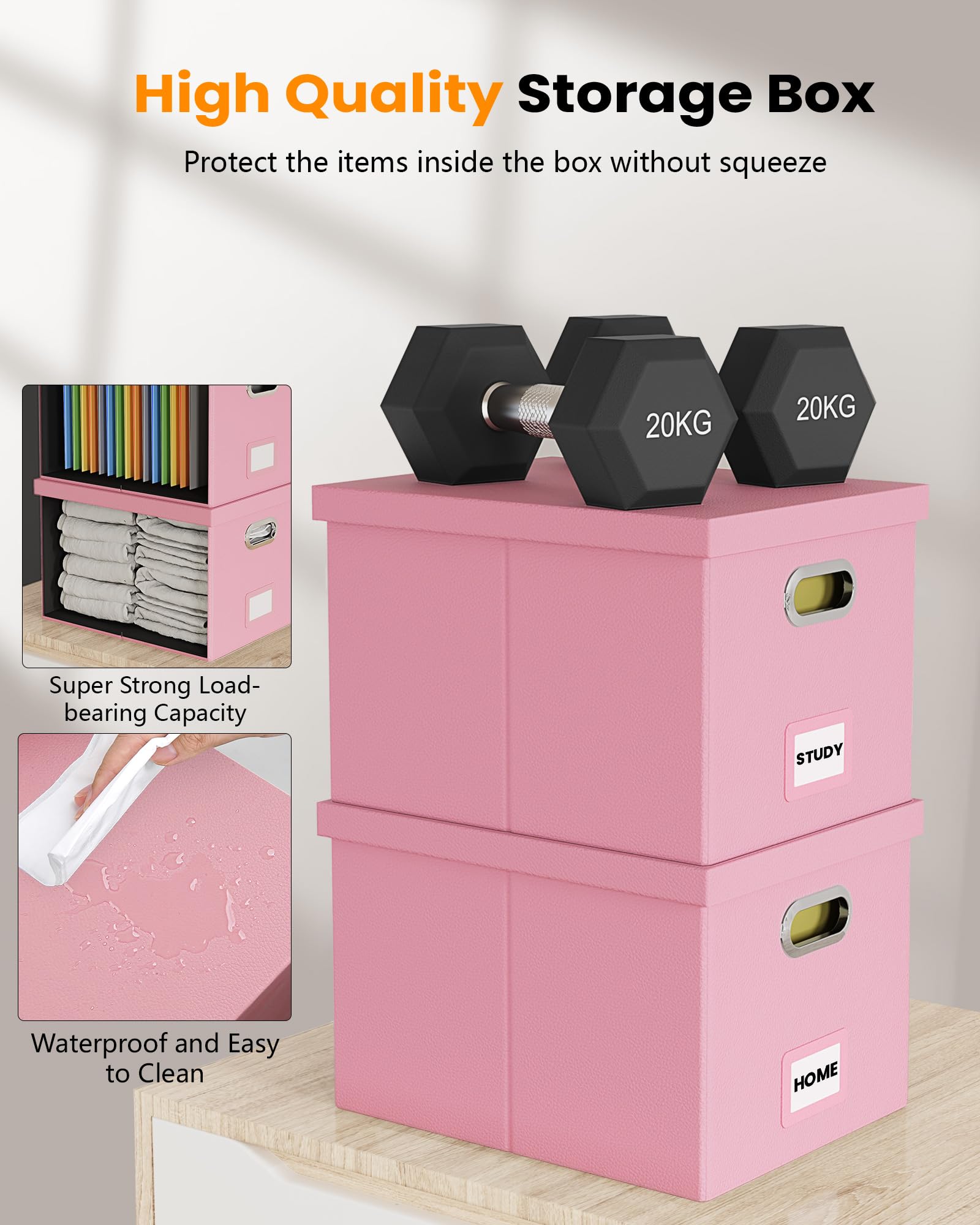 Snapklik.com : Oterri 2 Pack Leather File Organizer Box,File Box,Filing ...