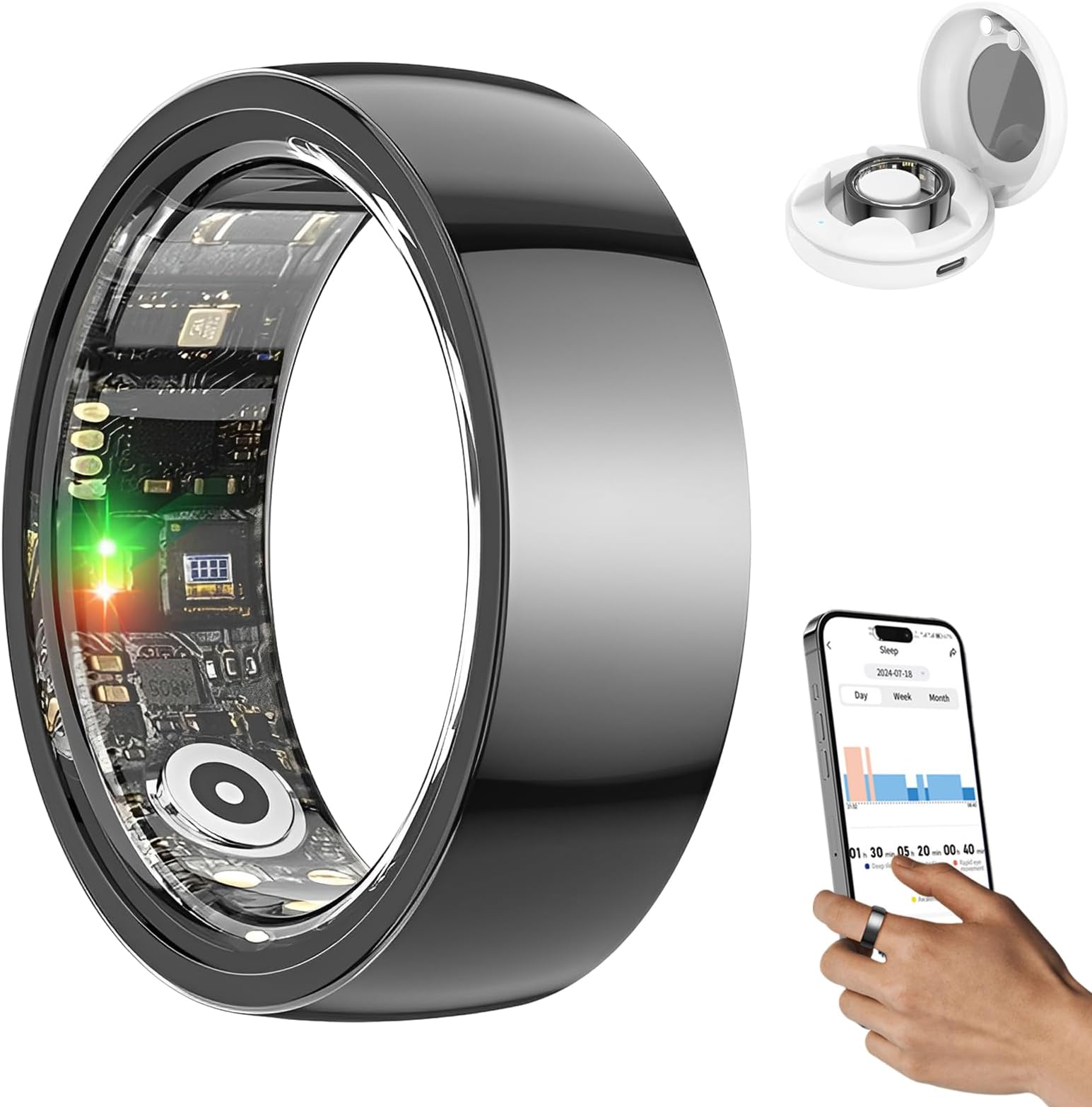 Amazon.com: Hugrow Smart Ring for Men Women - NFC Sleep Fitness Step ...