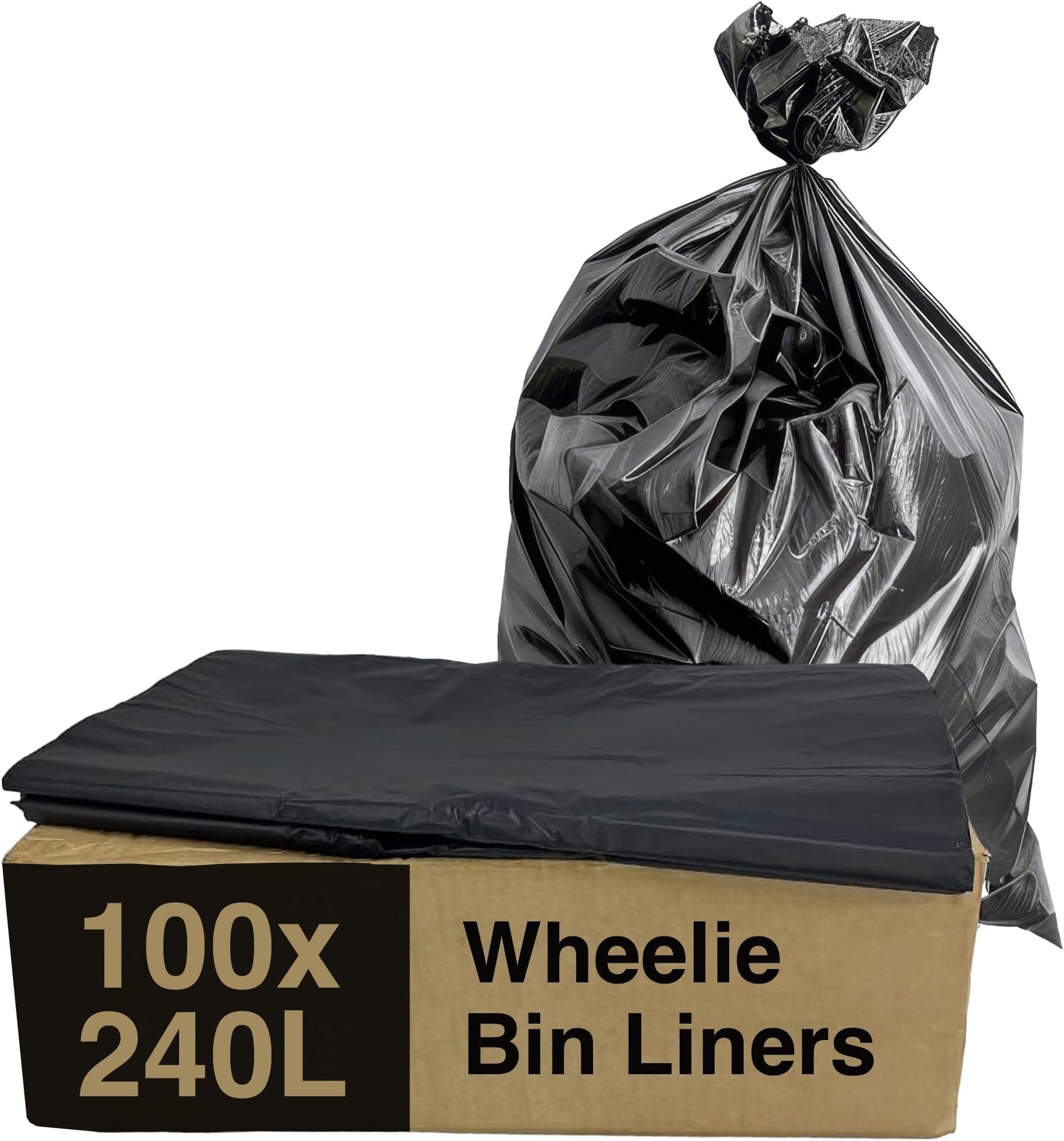 Abbey 50 Black Wheelie Bin Liners 240L Capacity – Refuse Sacks Heavy ...