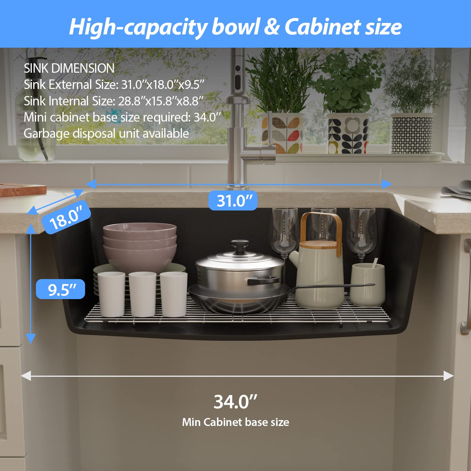 Snapklik.com : Lordear Granite Composite Kitchen Sink 3118 Inch Quartz Undermount Kitchen Sink ...