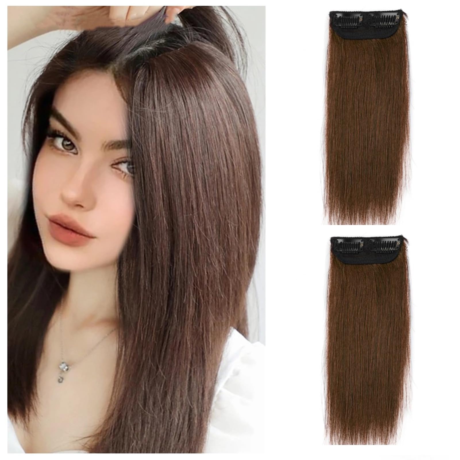 Amazon.com : Funyn 2pieces Thick Straight Hair Pieces Adding Hair ...
