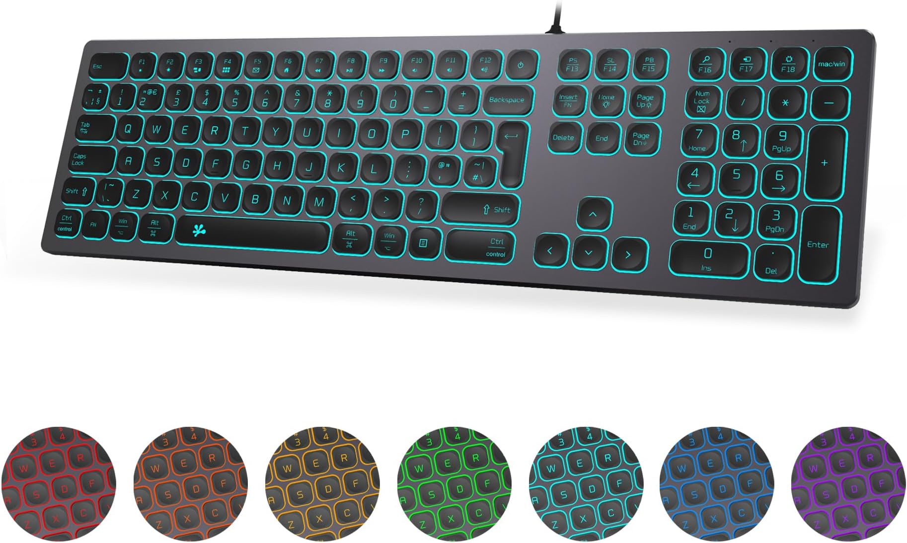 B.FRIENDIT Slim USB Wired Keyboard – UK Layout Soft Touch and Quiet Key ...