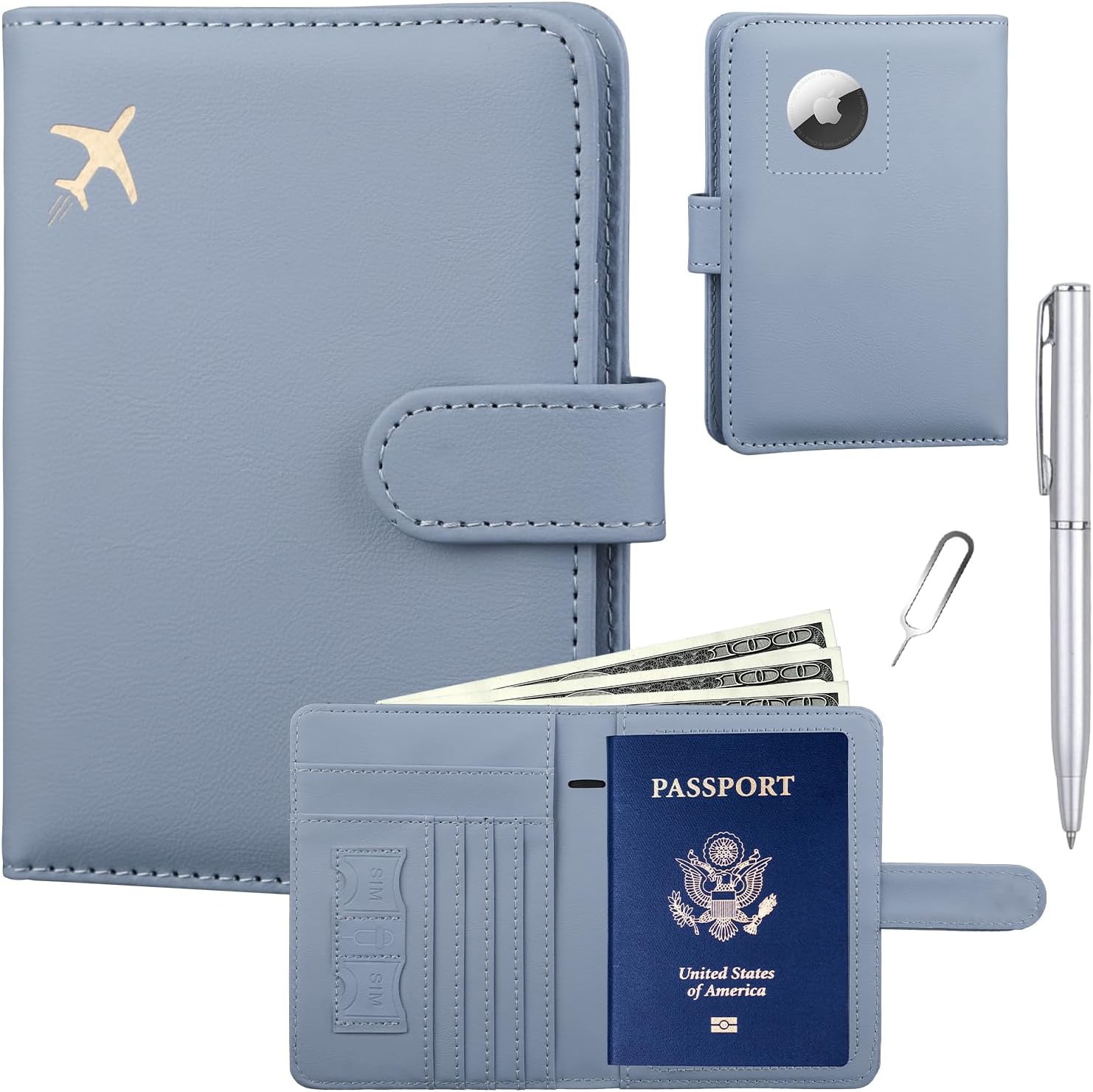 Amazon.com | GOAUS Passport Holder for Travel with AirTag Slot Cards ...