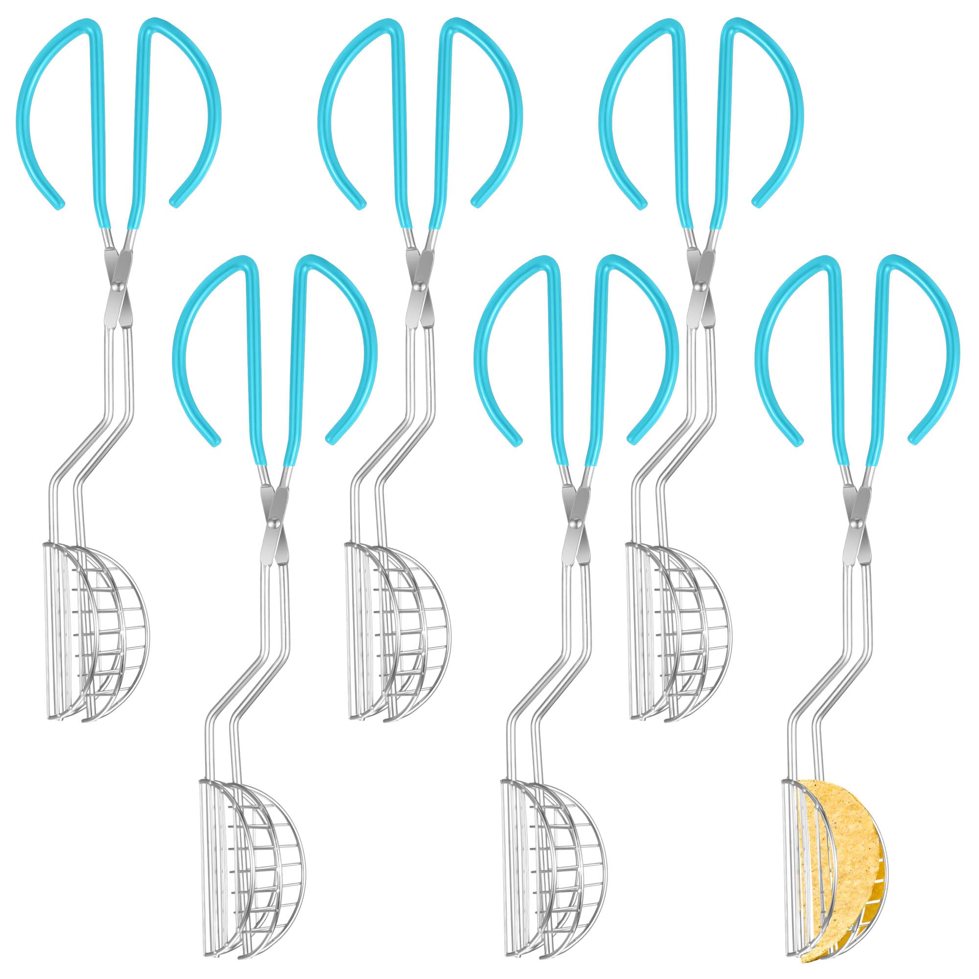 Amazon.com: Lasnten 6 Pcs Stainless Steel Taco Shell Tong with Plastic ...