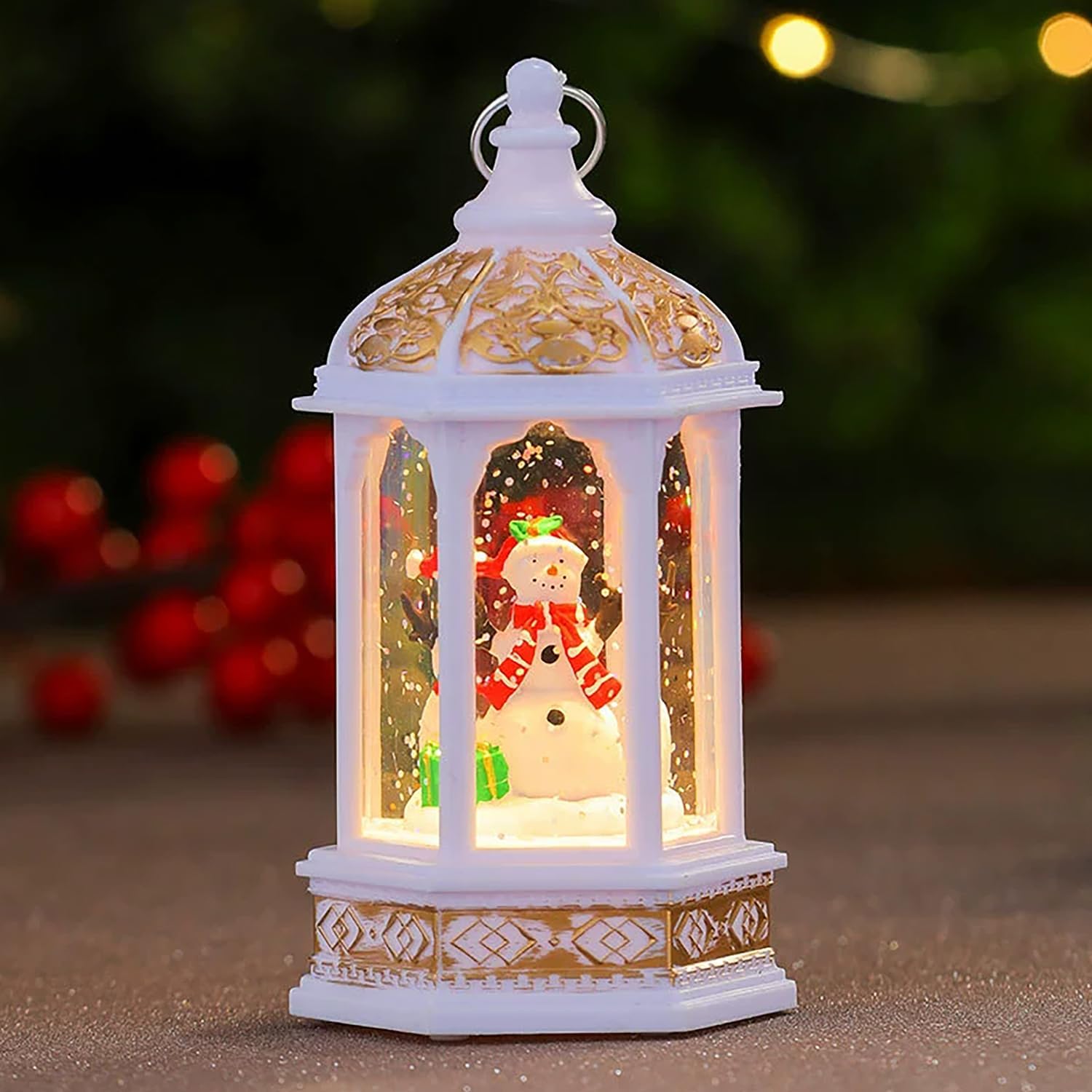 Amazon.com: Christmas Snow Globe Lanterns with Auto Snowfall Glitter ...