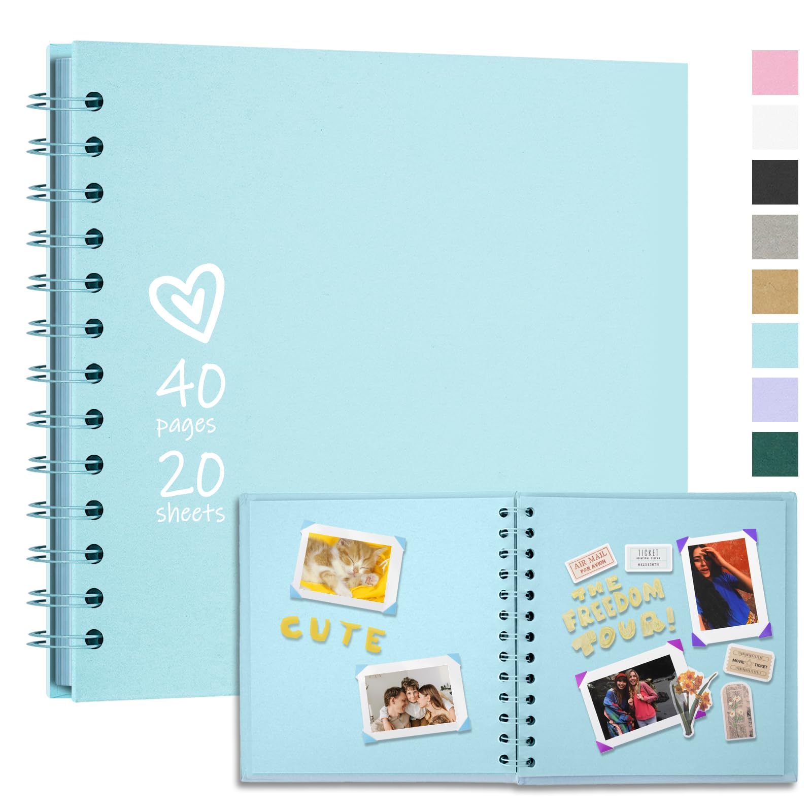 Vienrose 20.5 x 20.5 cm Scrapbook 40 Pages Photo Album, Hard Cover ...