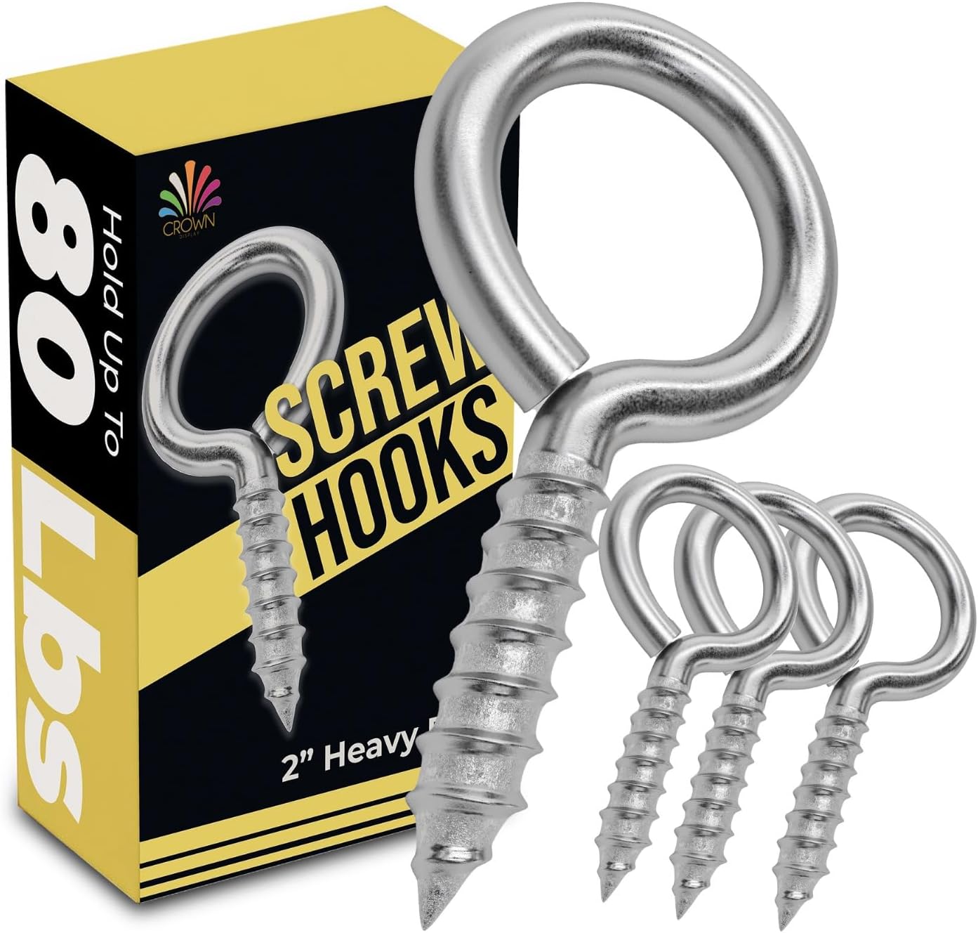 Amazon.com: IDEALSV Screw Eyes (304) Stainless Steel 2 Inch Screw Hooks ...