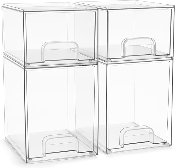 Amazon.com: Sorbus Acrylic Storage Containers - 4 Pack, Stackable ...