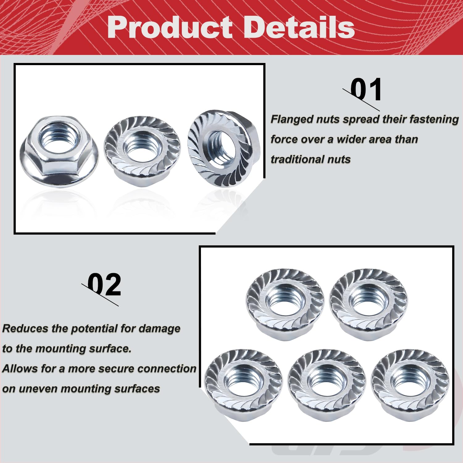 Snapklik.com : 50 Pack 5/16-18 Serrated Flange Hex Nuts, 5/16"-18 ...