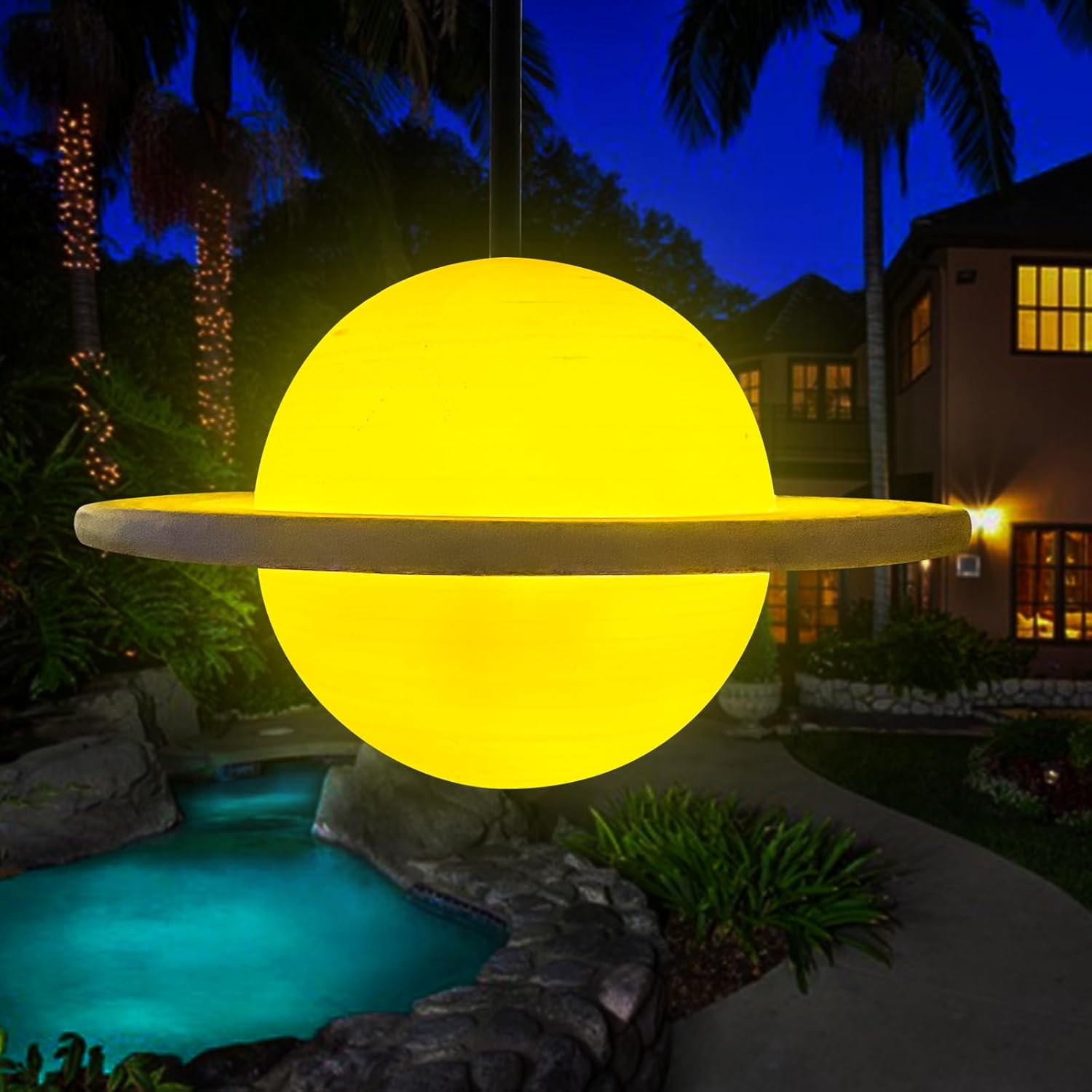 DIBIEECN Solar Saturn Light Outdoor Night Lights Waterproof, Hanging Garden Decor Patio Decor ...