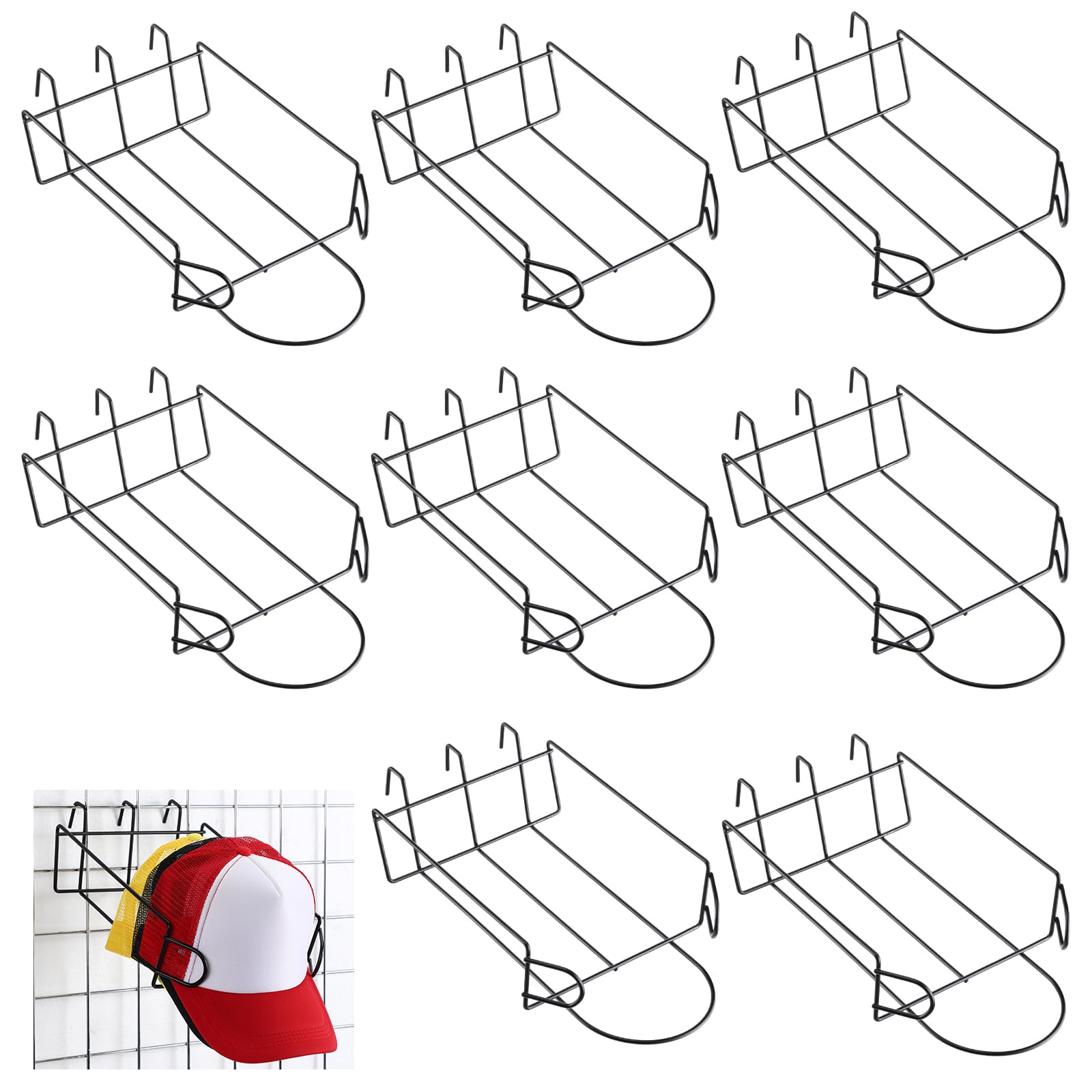Amazon.com: Yaocom 8 Pcs Gridwall Hat Display Rack, Metal Wire Retail ...