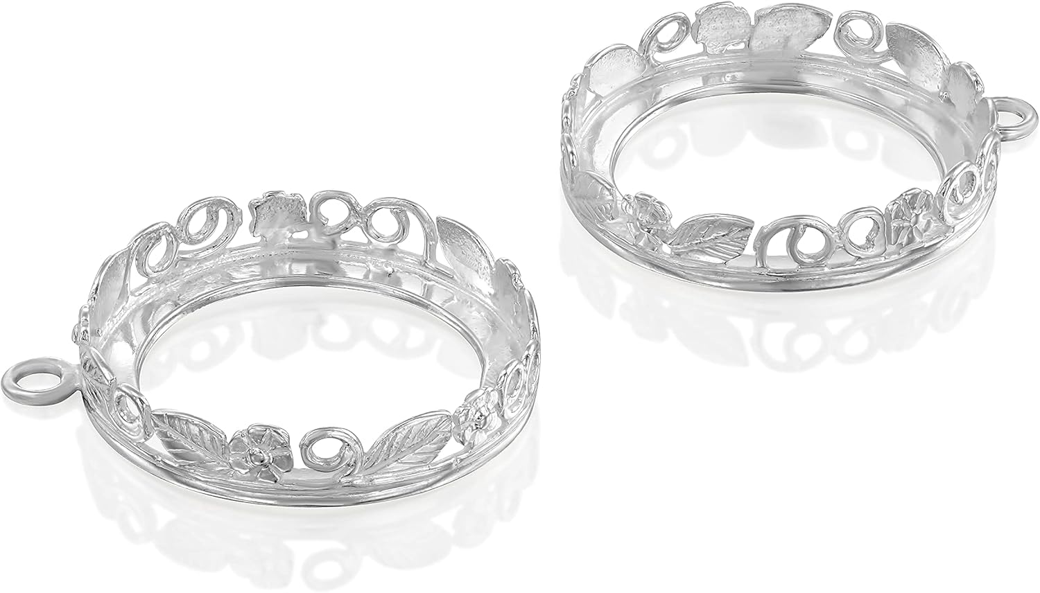 Amazon.com: 925 Sterling Silver Pendant Trays for Jewelry Making - 2 ...