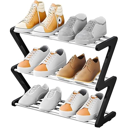 wiksite 3 Tier Shoe Rack Organizer (40x36x26cm) - Compact & Sturdy Shoe ...