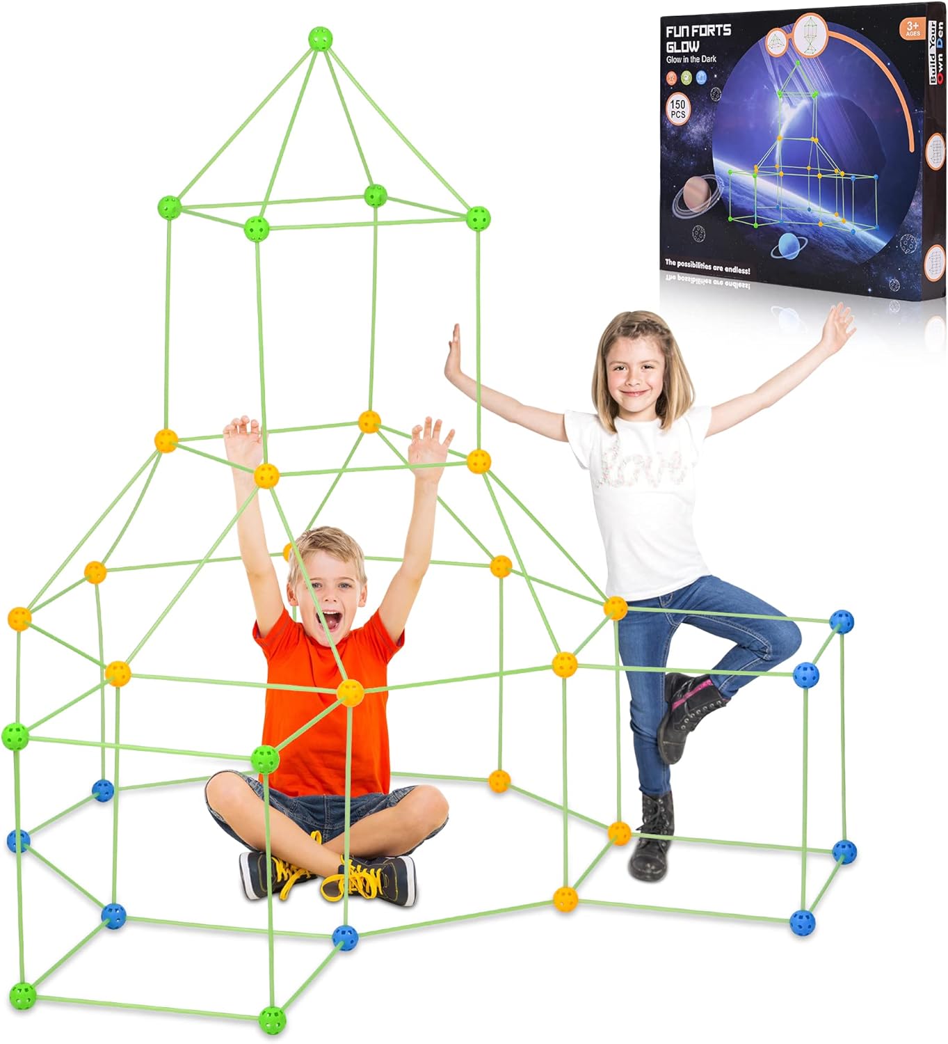 Amazon.com: 150Pcs Fort Building Kit,Glow in The Dark Fort Building Kit ...