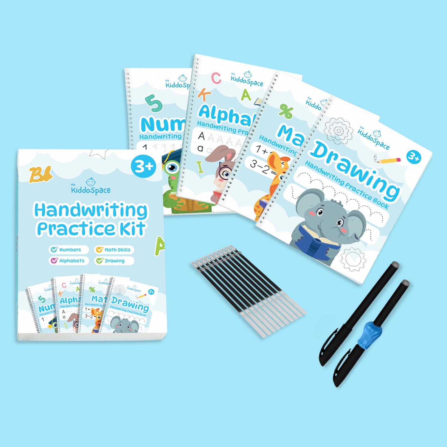 Kiddospace Handwriting Practice Kit - Handwriting Workbook - Includes 4 ...