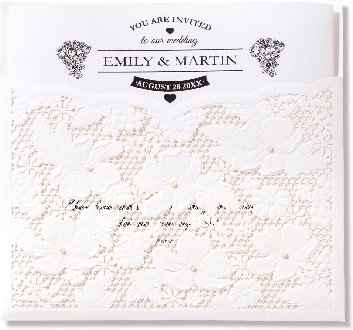 Amazon.com : FANEYA 50pcs Laser Cut Custom Wedding Invitations with ...