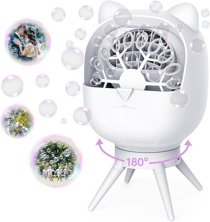 Amazon.com: Rechargeable Bubble Machine, 180° Automatic-Rotating, 38000 ...