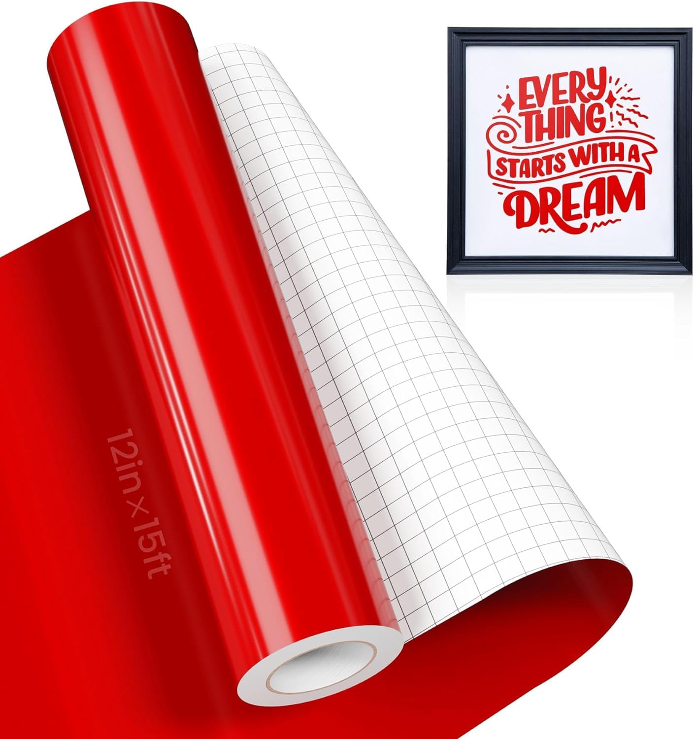 Amazon.com: Hisiu Red Permanent Vinyl - 12" x15FT Red Adhesive Outdoor ...
