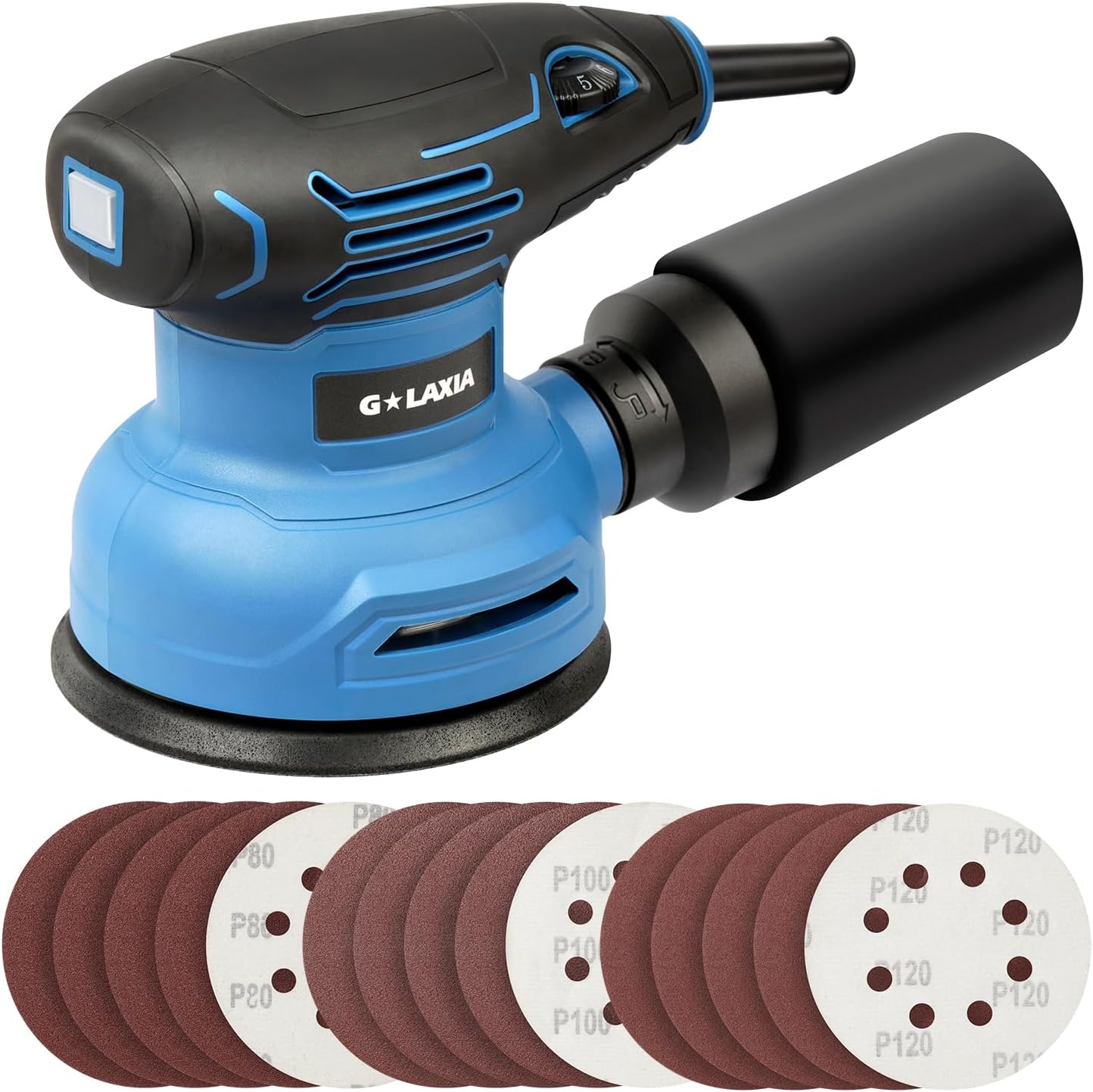 G LAXIA Orbital Sander，2.5Amp 5-inch Electric Sander with 15 piece ...