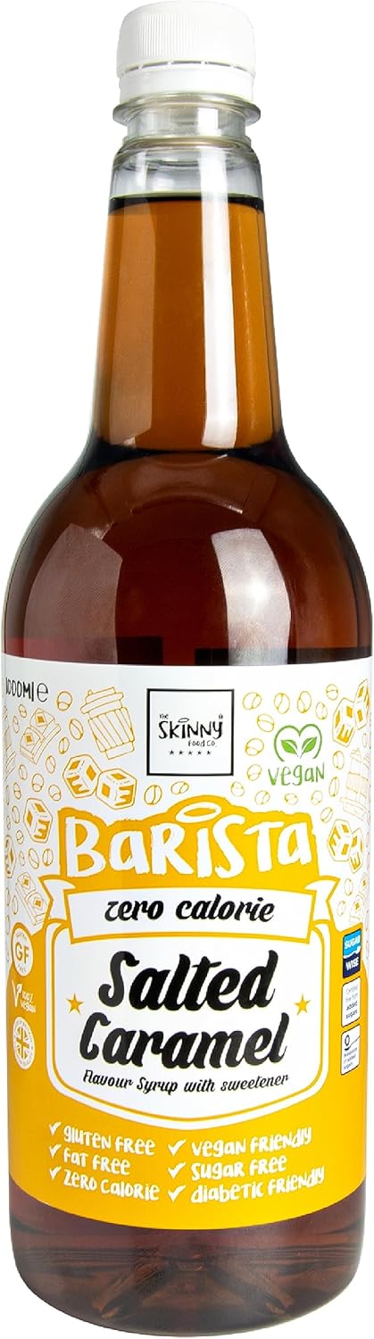 Skinny Food Co Salted Caramel Syrup Zero Calorie 1L - Sugar Free Coffee ...
