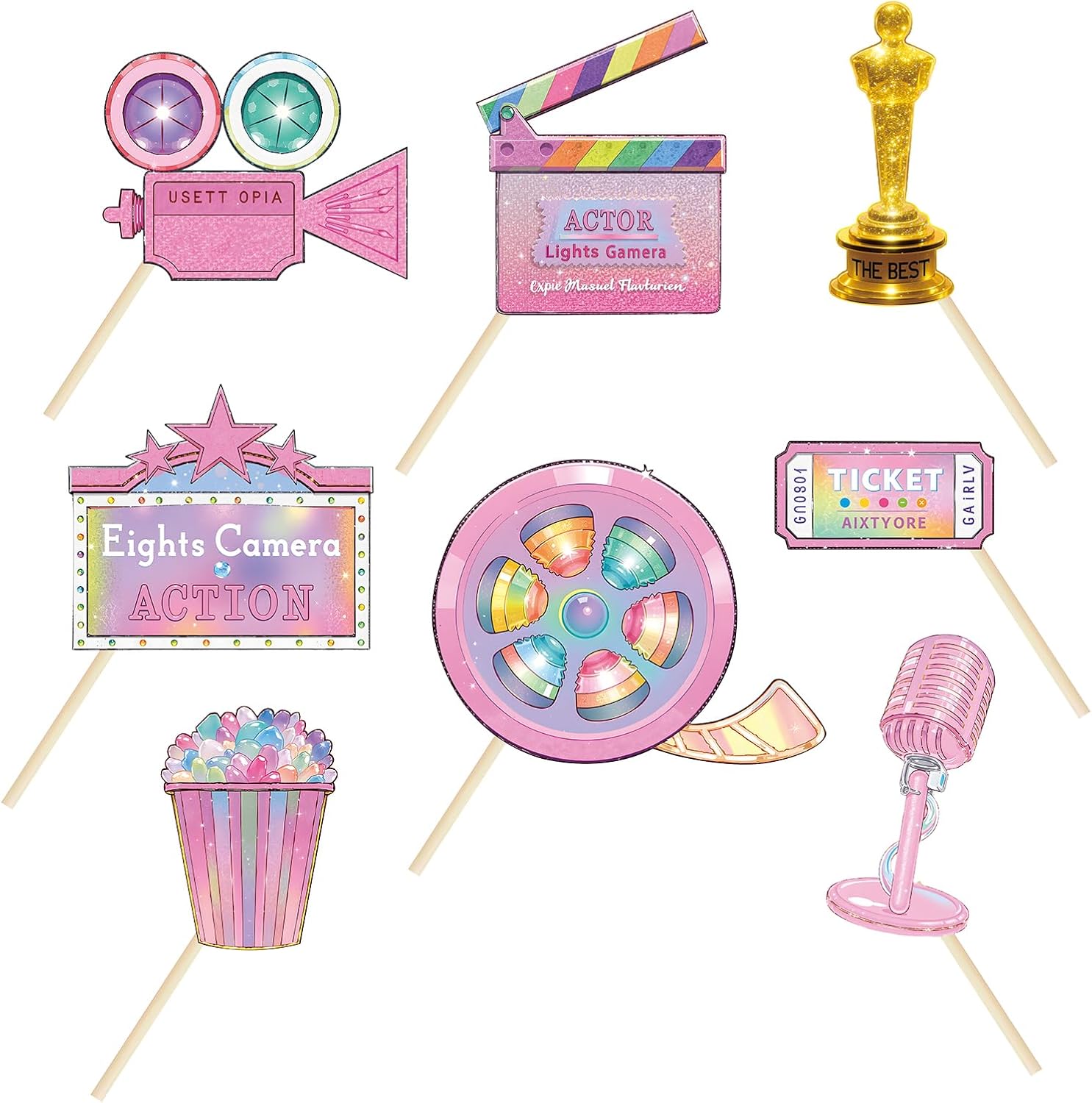 Amazon.com: Hollywood Theme Party Decorations Movie Night Photo Booth ...