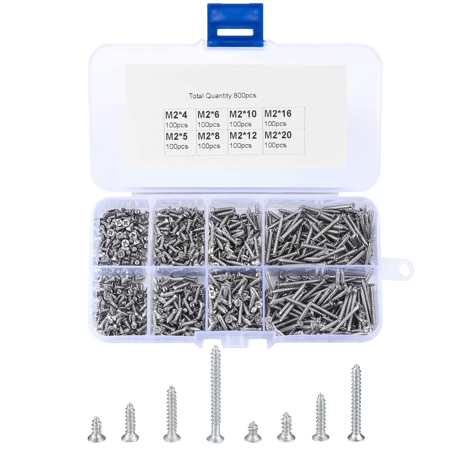 Flat Head Screws Assortment, 800pcs M2 Screws Assortment Small Wood ...