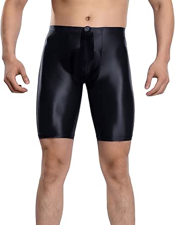 Amazon.com : FEOYA Men's Shiny Glossy Oily Compression Shorts Tights ...
