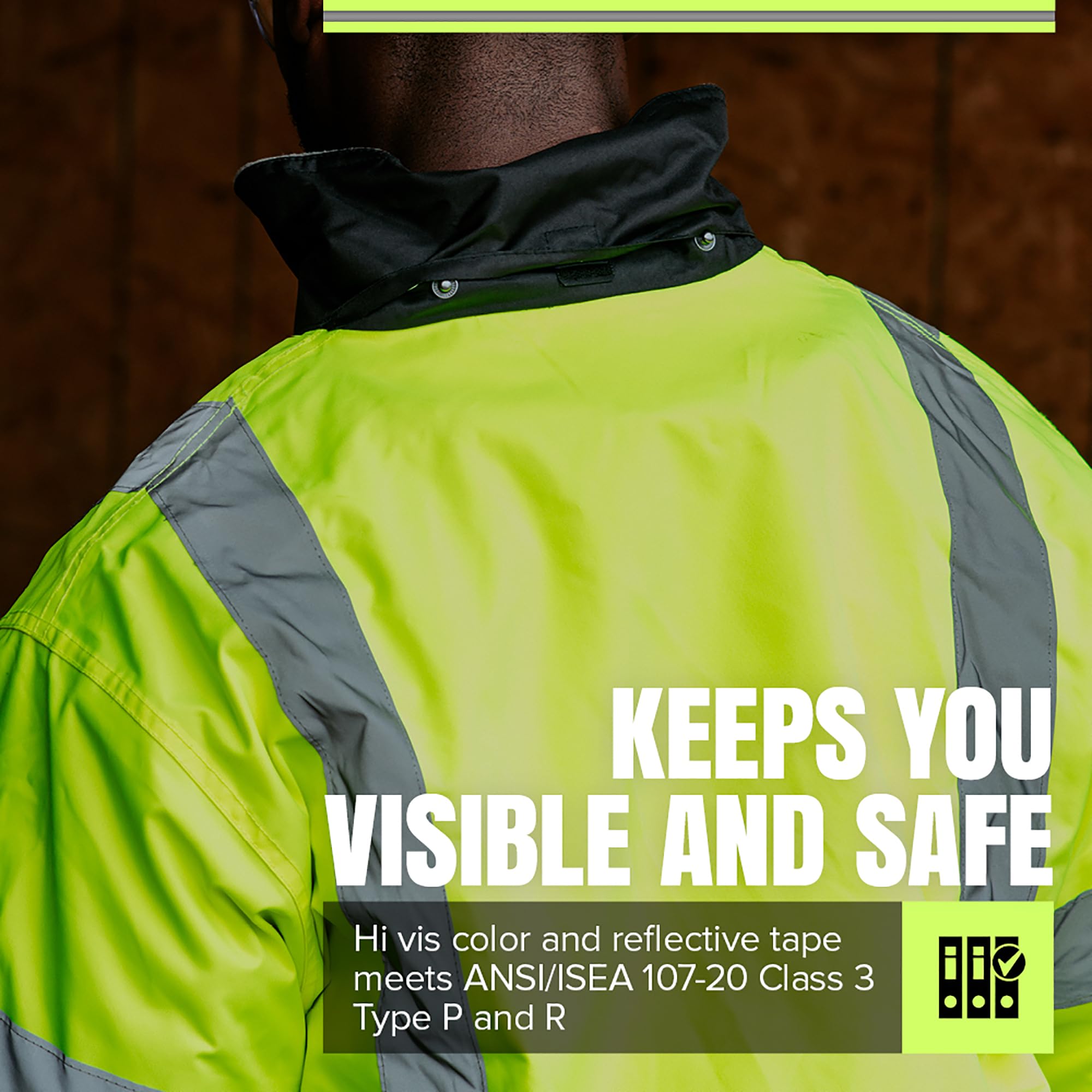 Snapklik.com : Pioneer Hi Vis Safety Bomber For Men - Waterproof ...