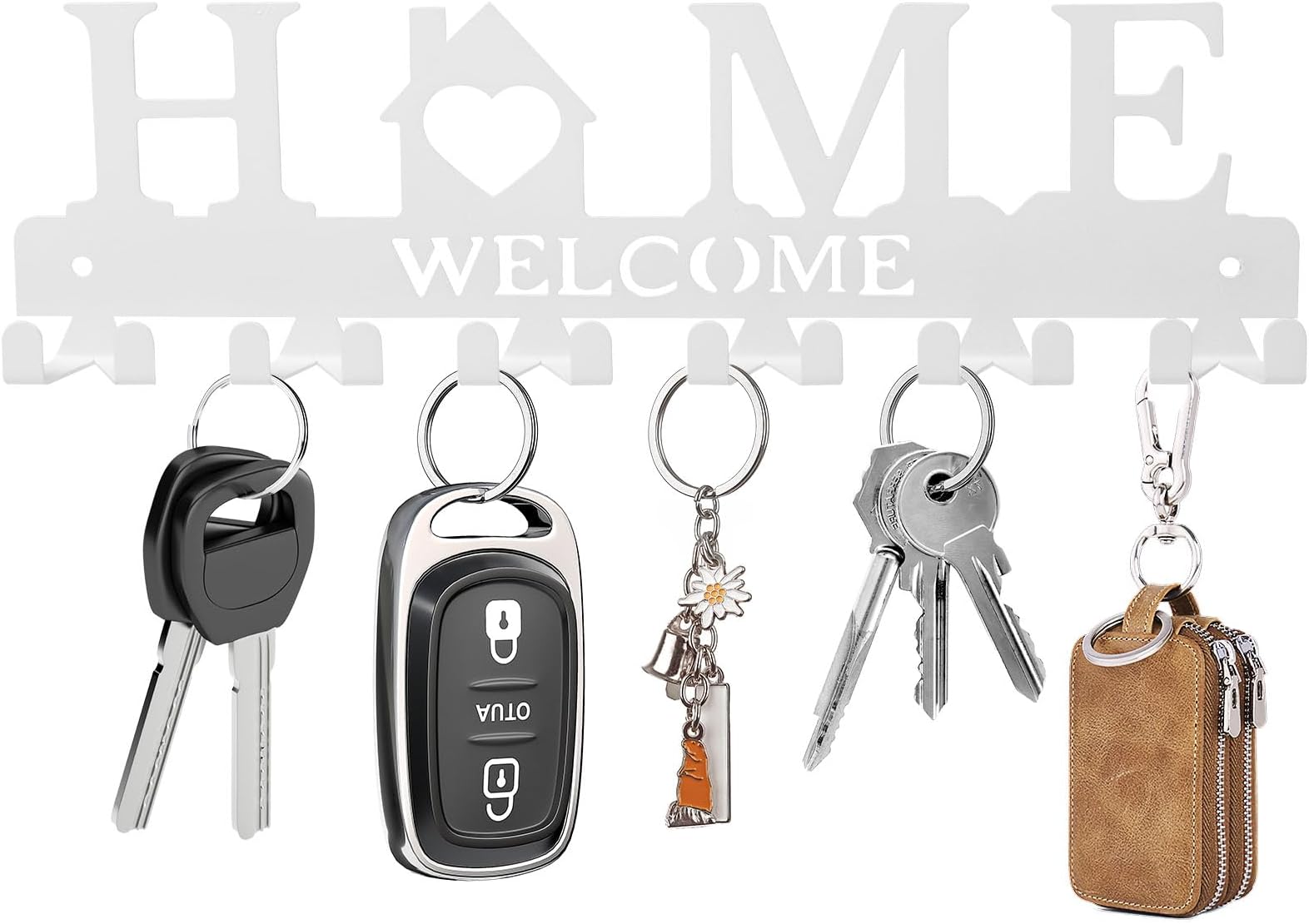 Amazon.com: HOMEBROS Key Holder Wall Mount, White Metal Key Hanger ...