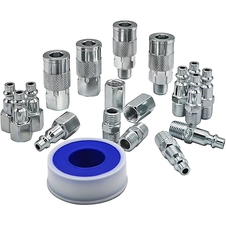 YOTOO Heavy Duty Steel Air Hose Fittings Kit, 19-Piece Air Compressor ...
