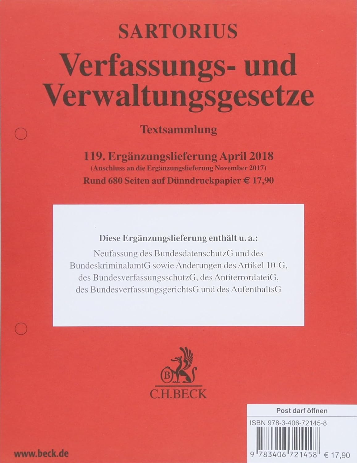Verfassungs- und Verwaltungsgesetze 119. Ergänzungslieferung ...