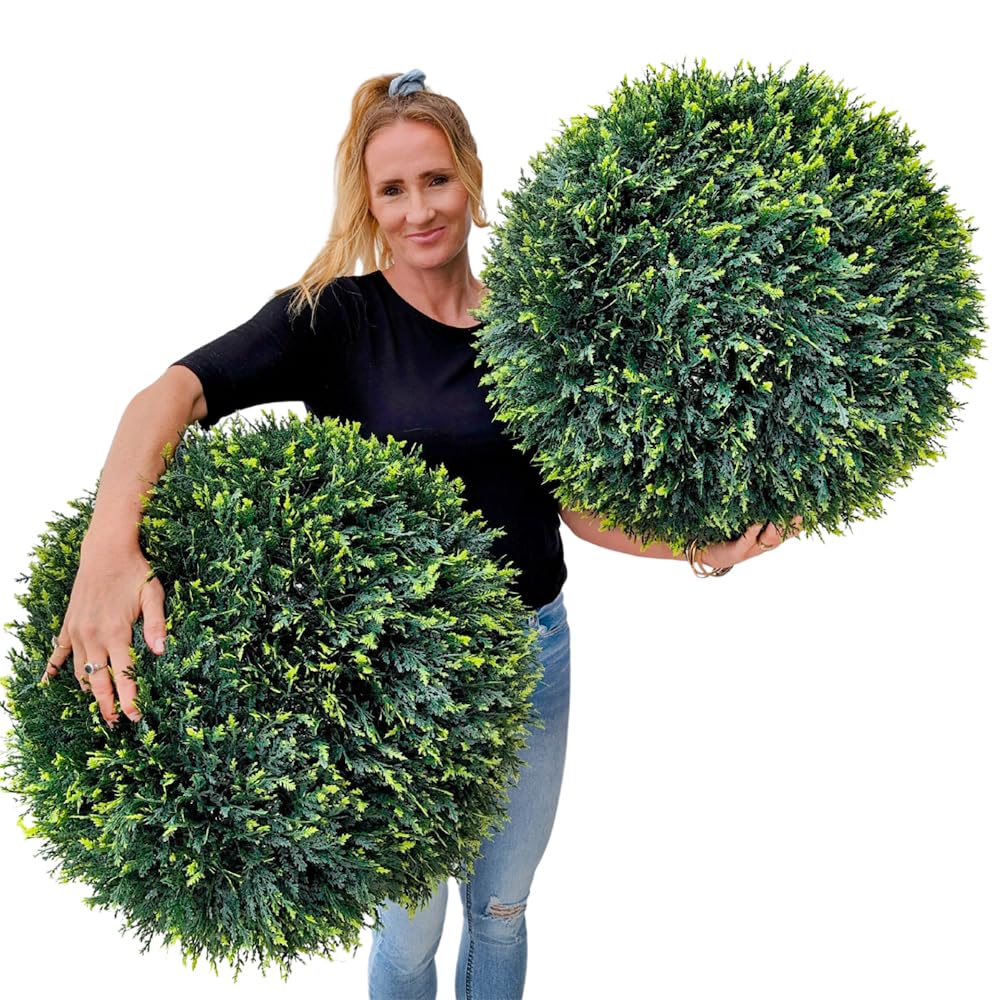 Amazon.com - 365 Curb Appeal 23" XL Topiary Balls (Cedar (Cypress), 2 ...