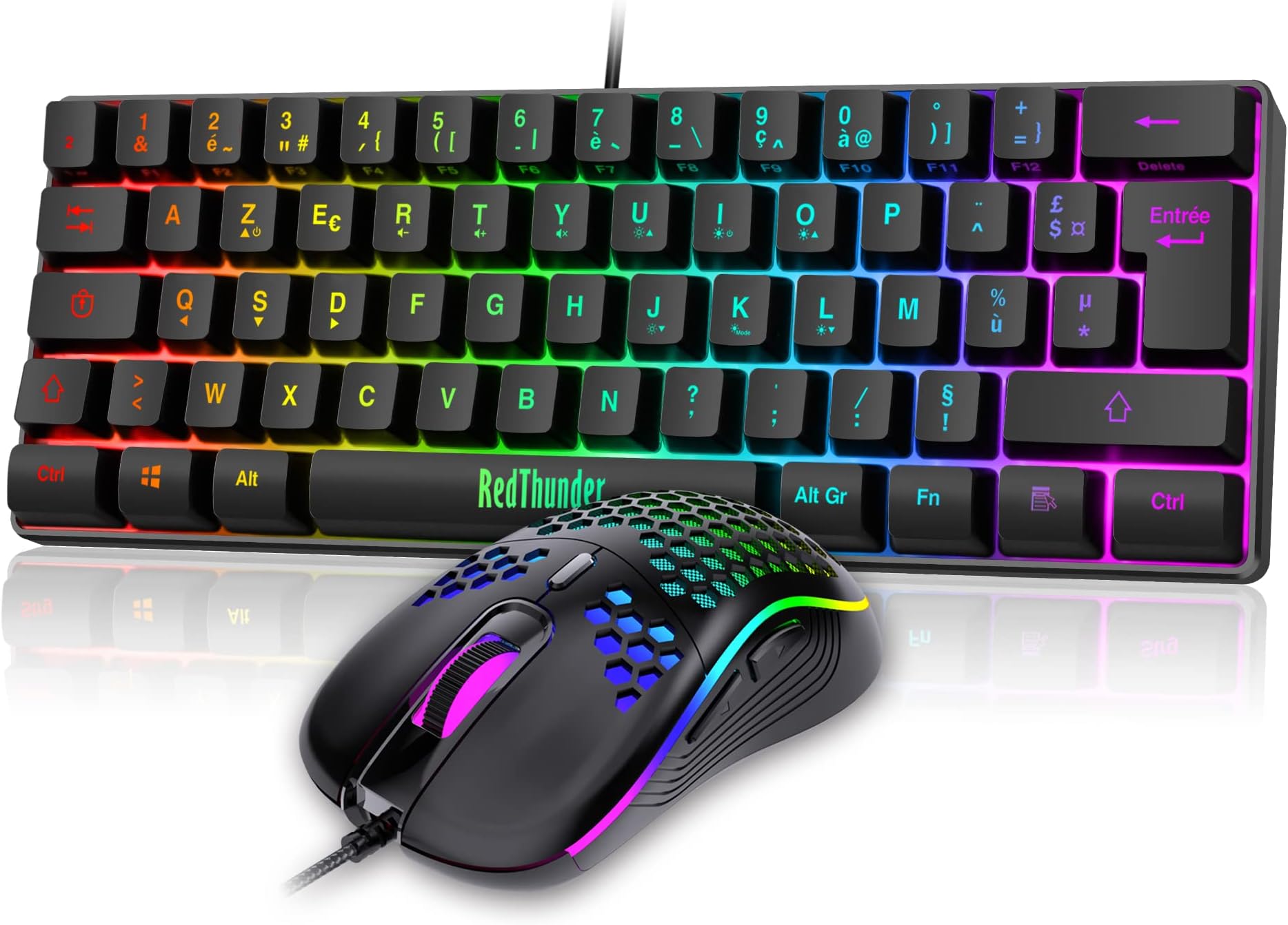 BAKTH Clavier de Gaming et Souris, LED Rétro-éclairage Arc en Ciel ...
