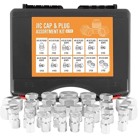 Amazon.com: 64 Pc 37 Degree JIC Flare Thread Cap and Plug Assortment ...